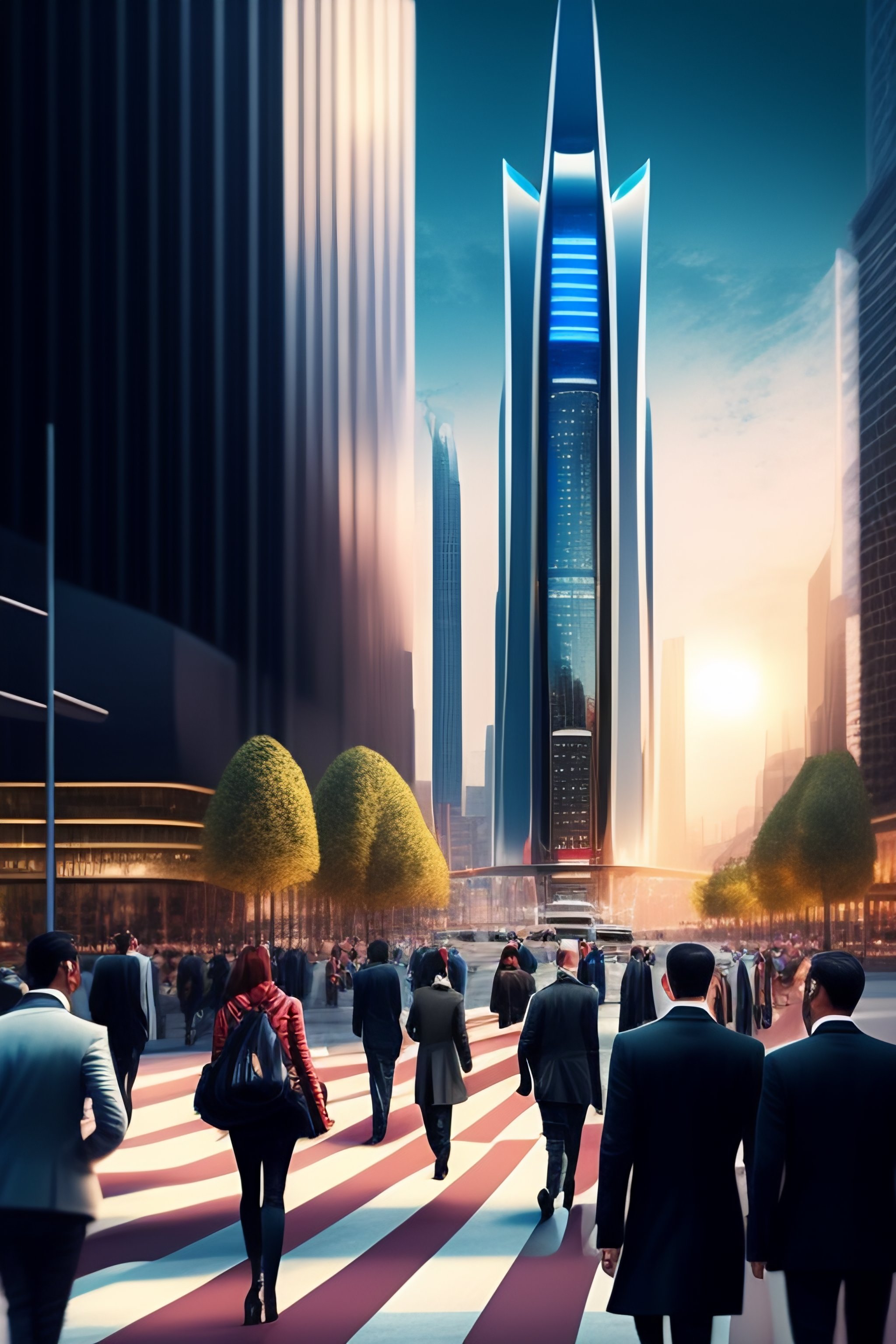 Lexica - Crossroads at rush hour in the business district of the city ...