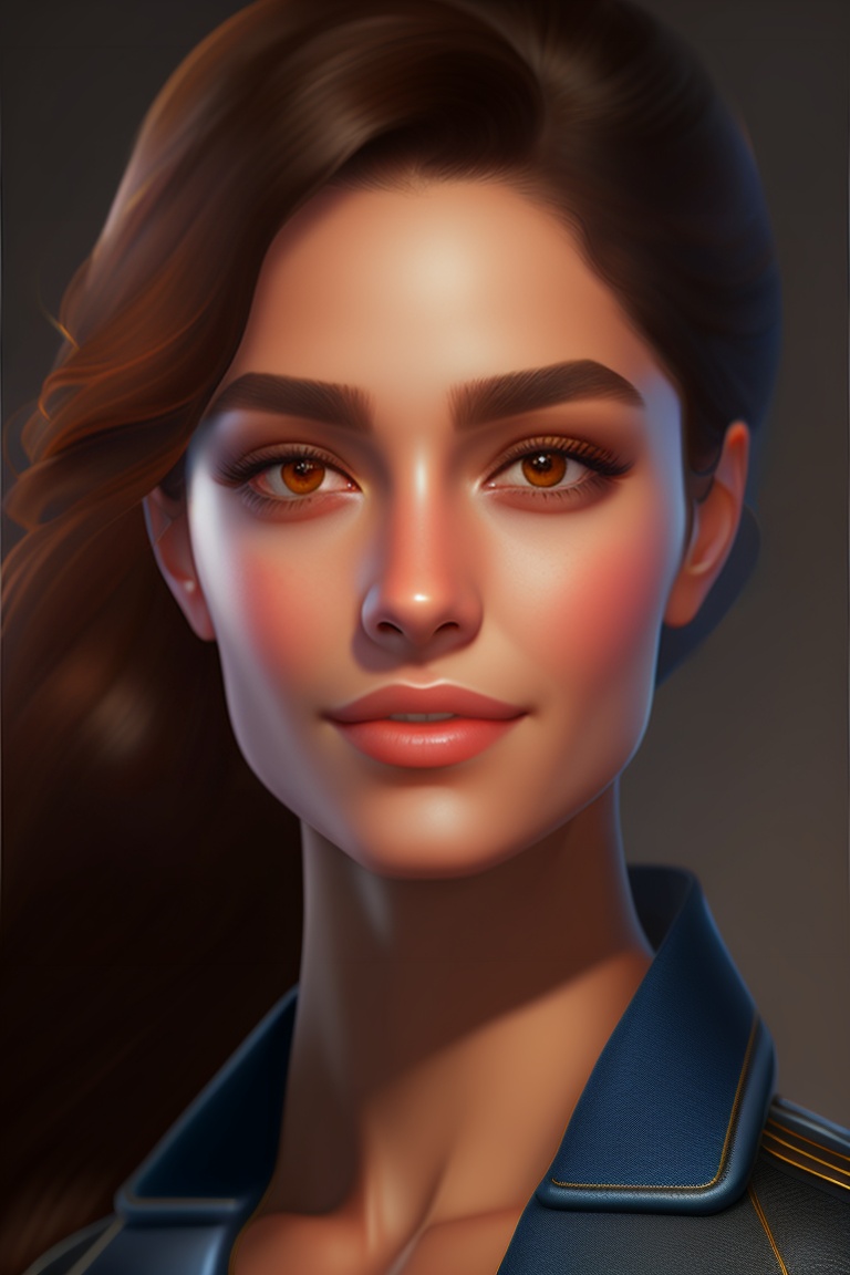 Lexica - Brunette girl, brown hazel eyes ponytail, skin details, high ...