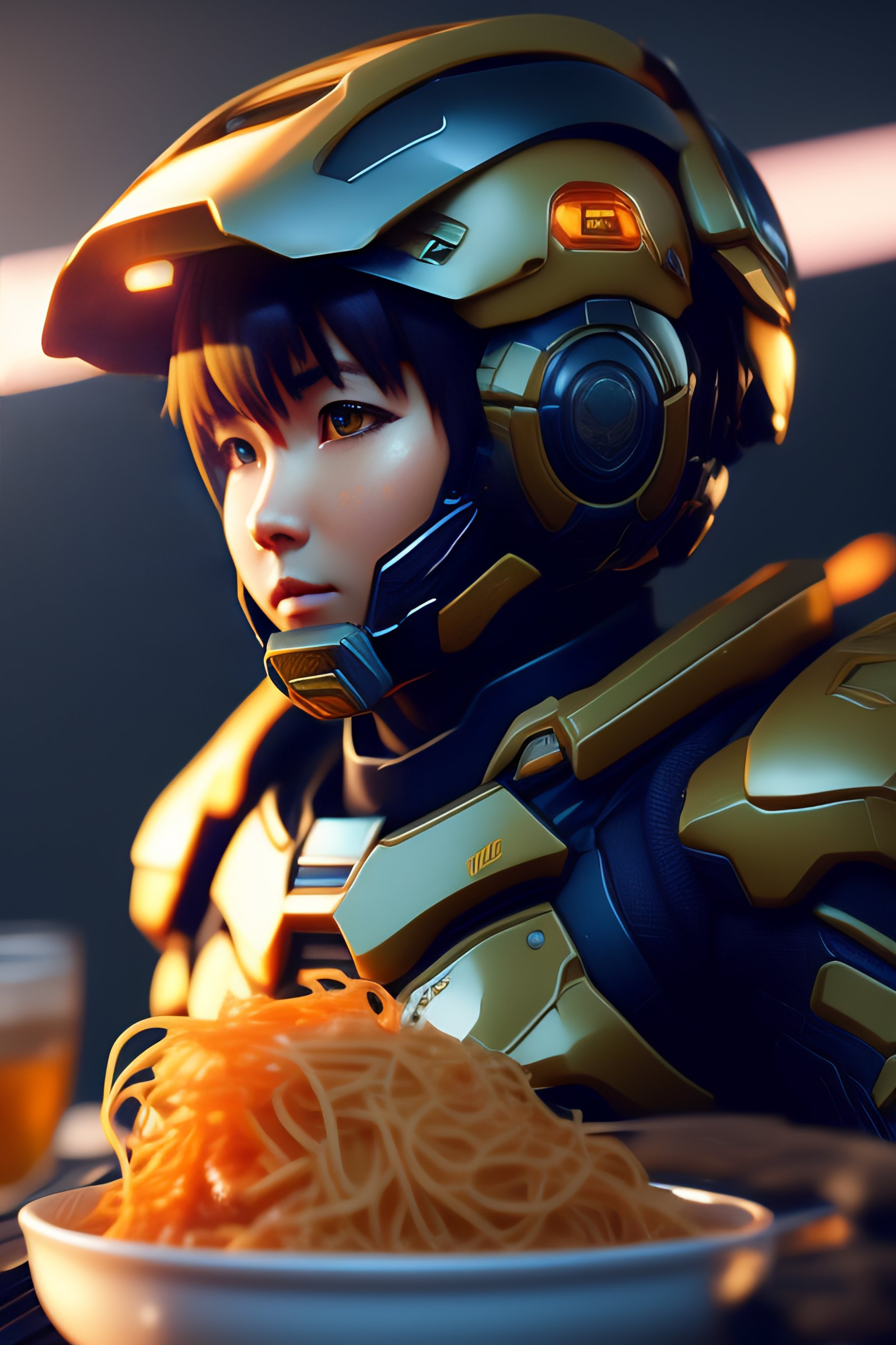 Lexica - Master Chief (halo), maile, eating pasta by wlop, ilya ...