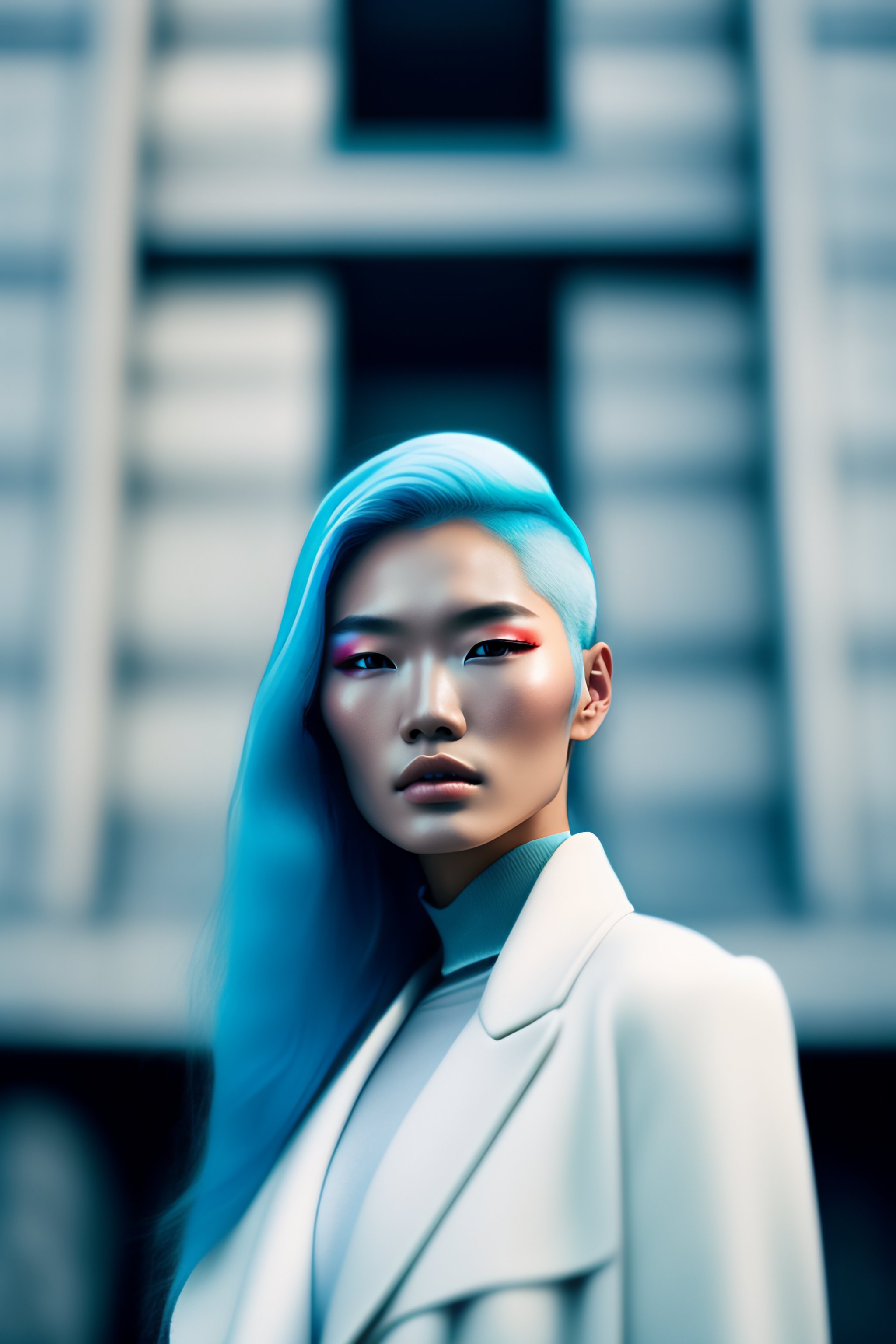 Lexica - Portrait of haute couture beautiful albino asian fashion model ...