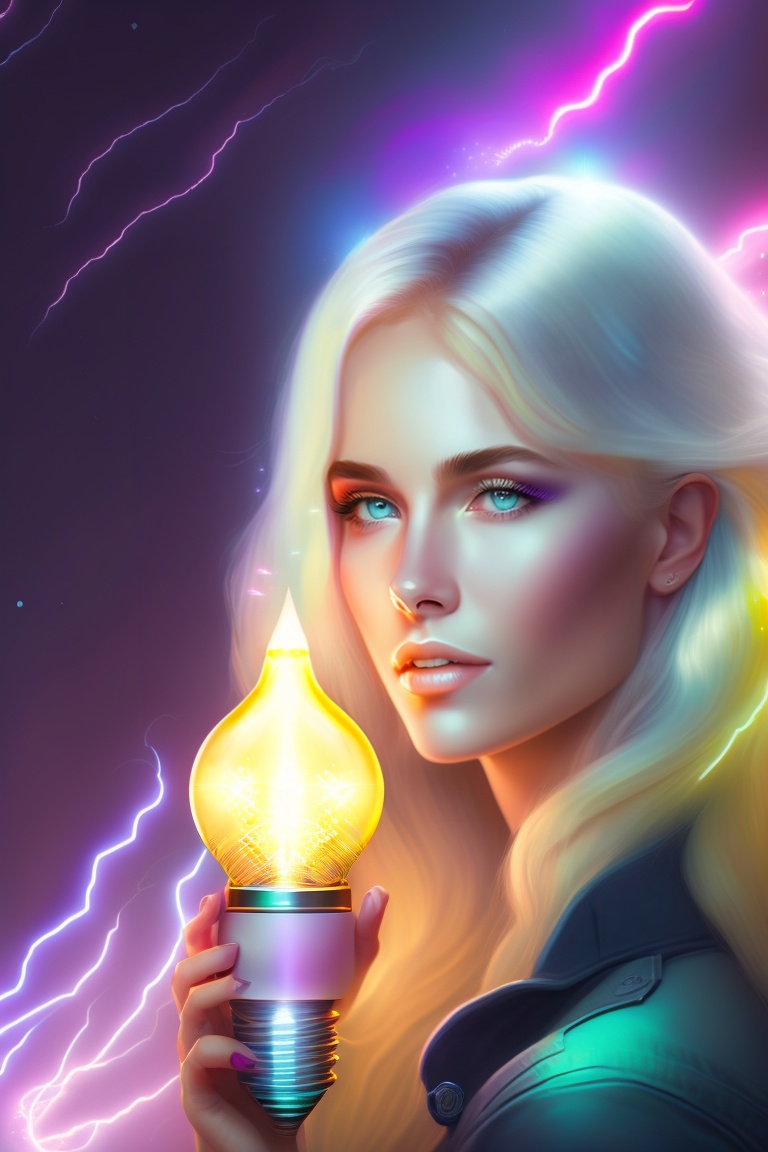 Lexica - Woman holding a full crystals light bulb, glow psychedelic ...