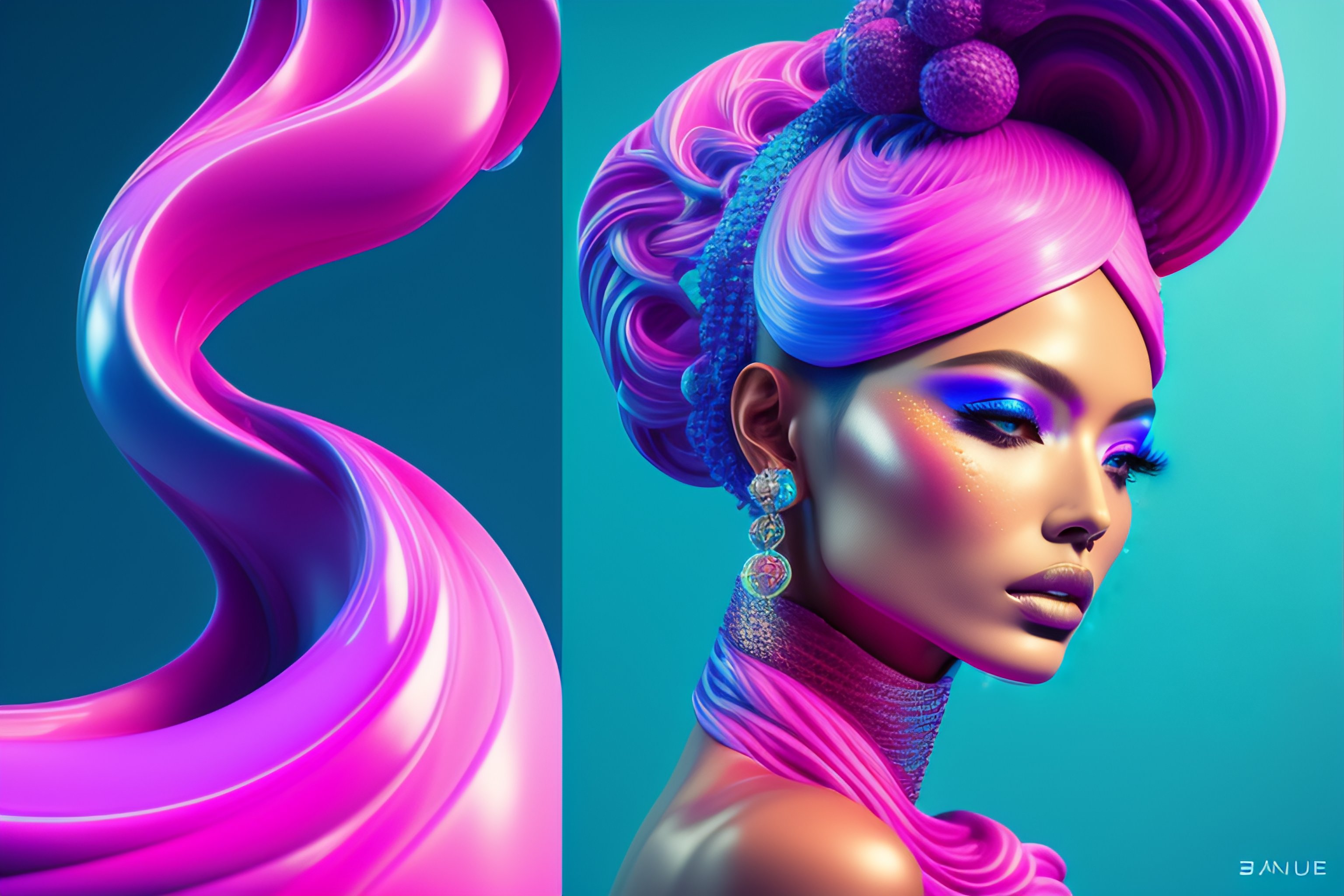 Lexica - Epic 3 d abstract sculpture, perlin mesh liquid headdress, 2 0 ...