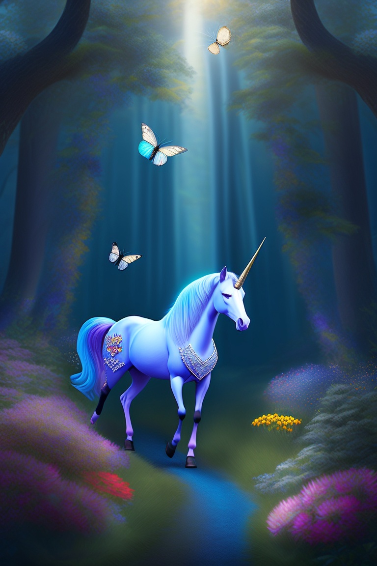 Lexica - Luna the unicorn followed the map's intricate trail through the Enchanted Forest. Tall ...