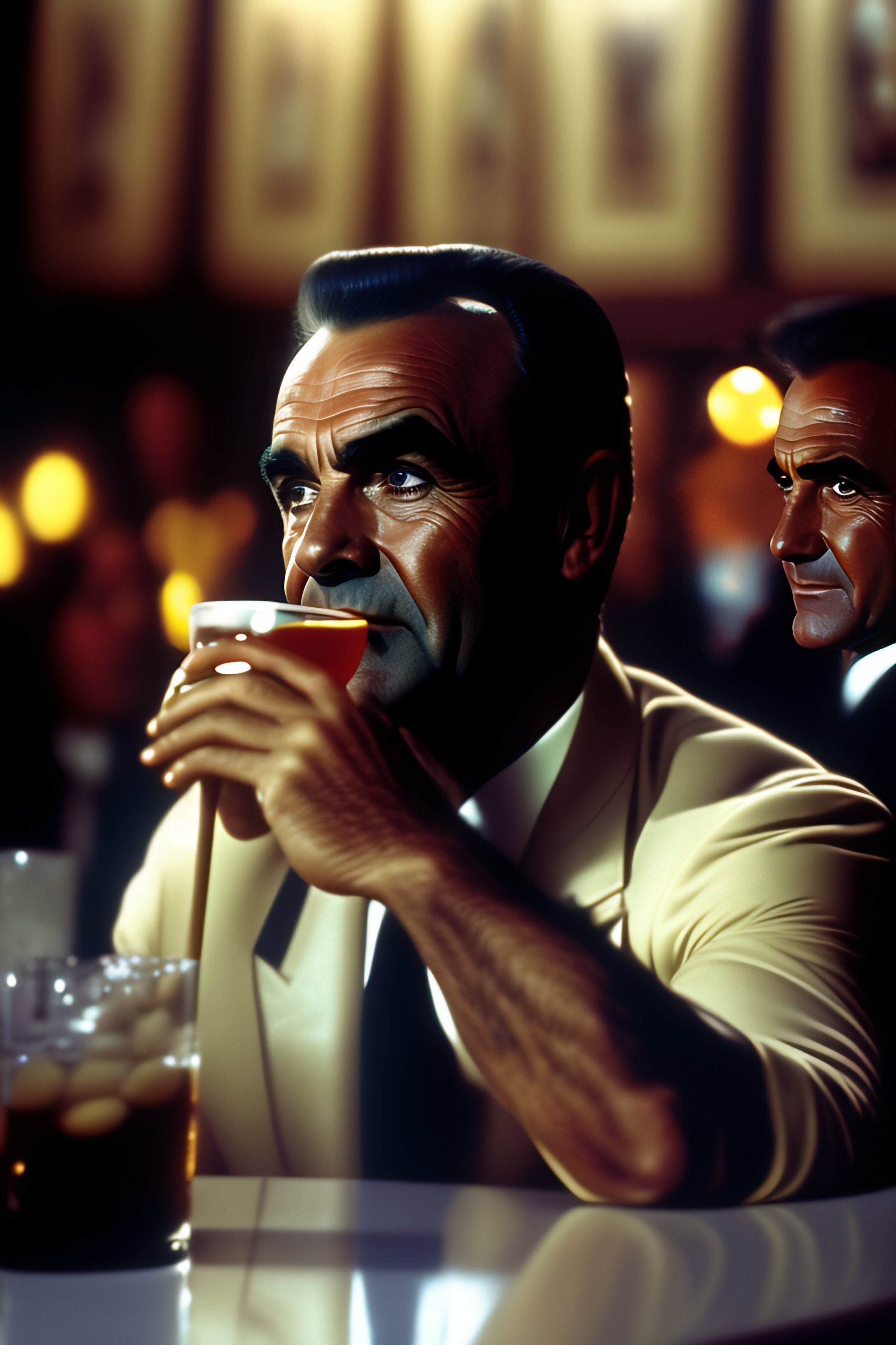 Lexica - Sean Connery having a martini at rick’s cafe in Casablanca ...