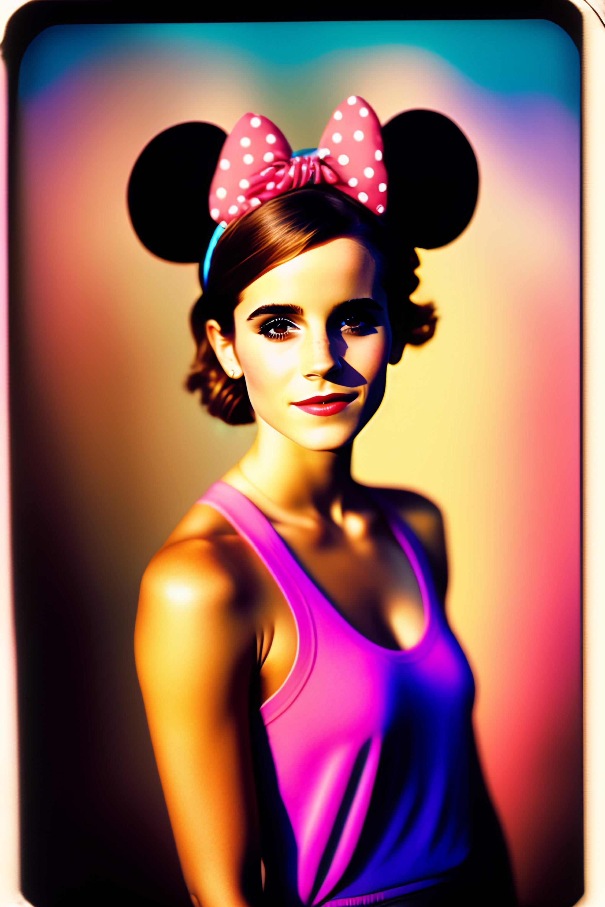 Lexica - Polaroid photo of a attractive Emma Watson in a loose tank top ...