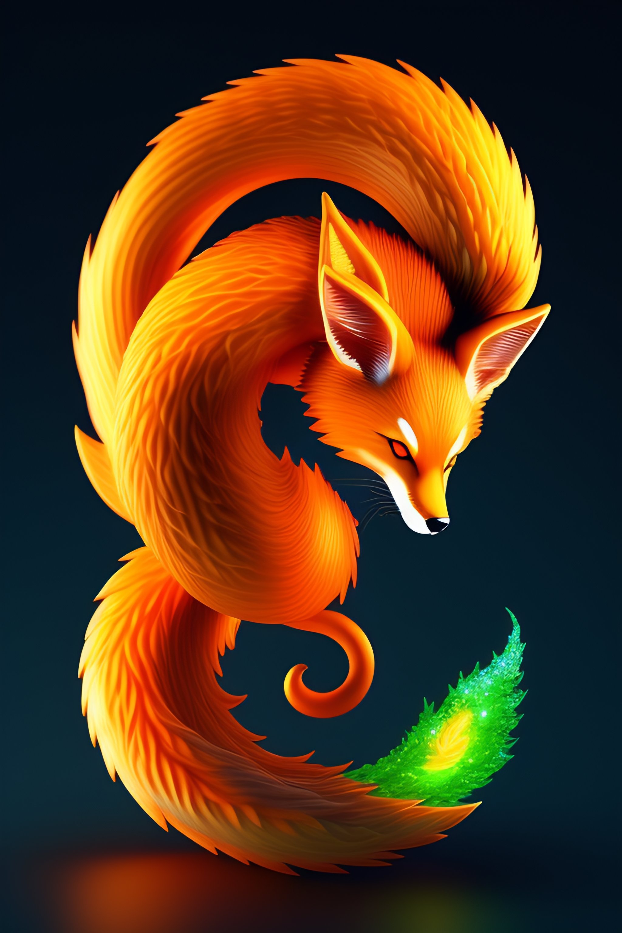 Lexica - Nine tailed fox with sprite aura