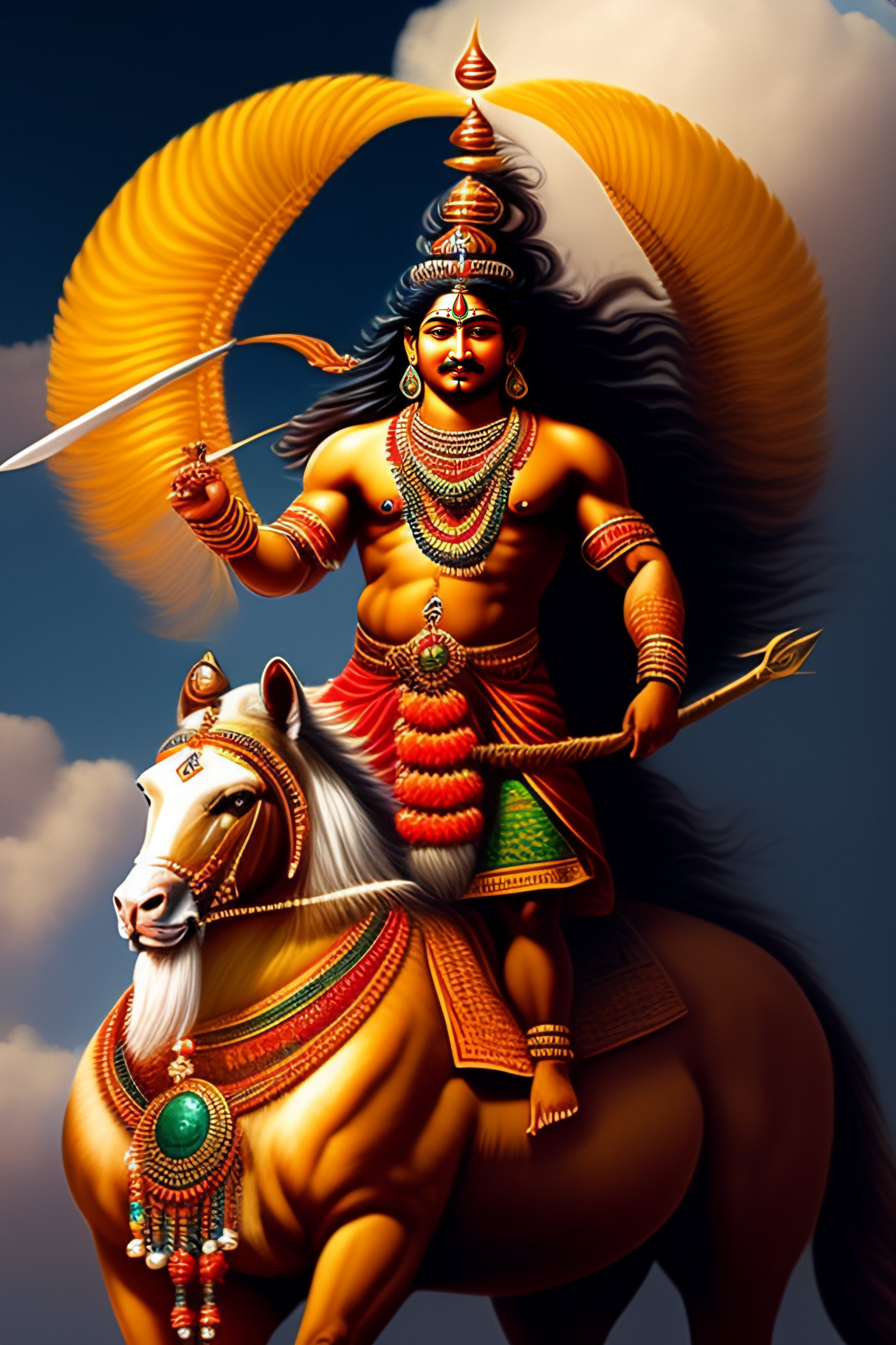 Lexica - Potrait of an indian god Shiva flying with wings