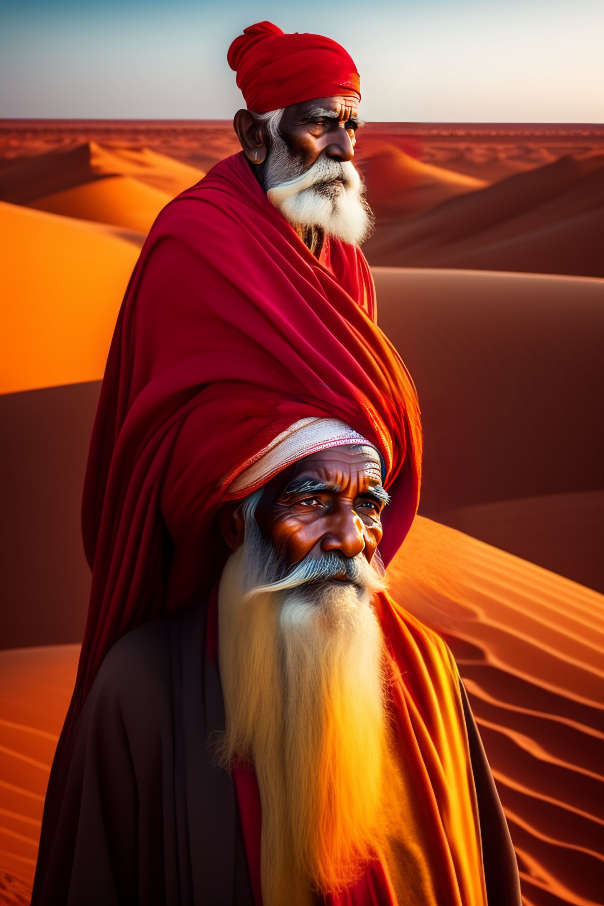 Lexica - Fair skinned Old Hindu Male Saint with red pointy hat and ...