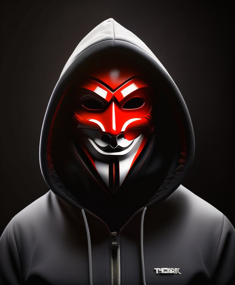 Lexica - Anonymous, black background, hood, look ahead, angry ...