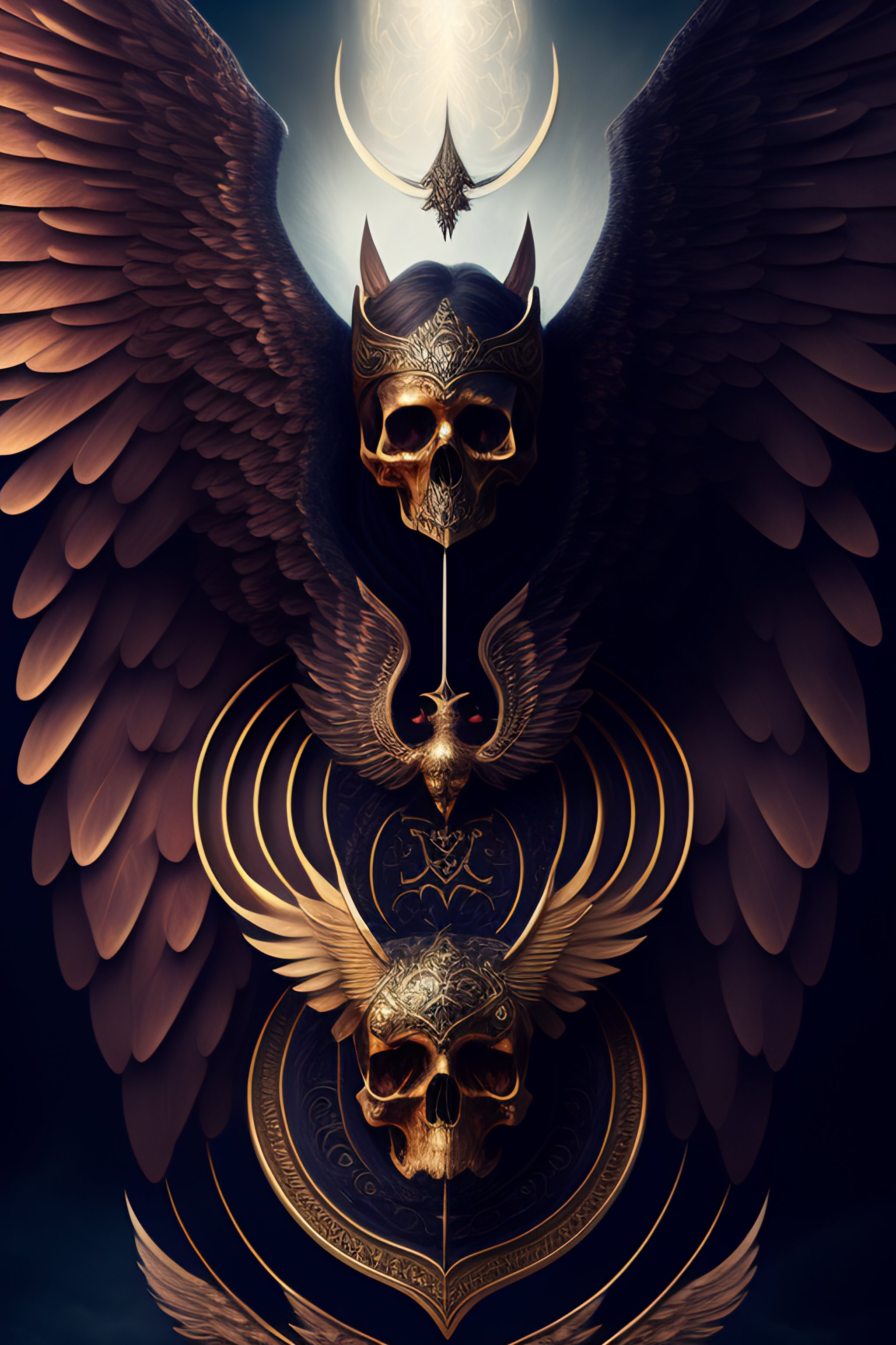 Lexica - Ornate dark fantasy cover of a fallen angel, snake, skulls ...