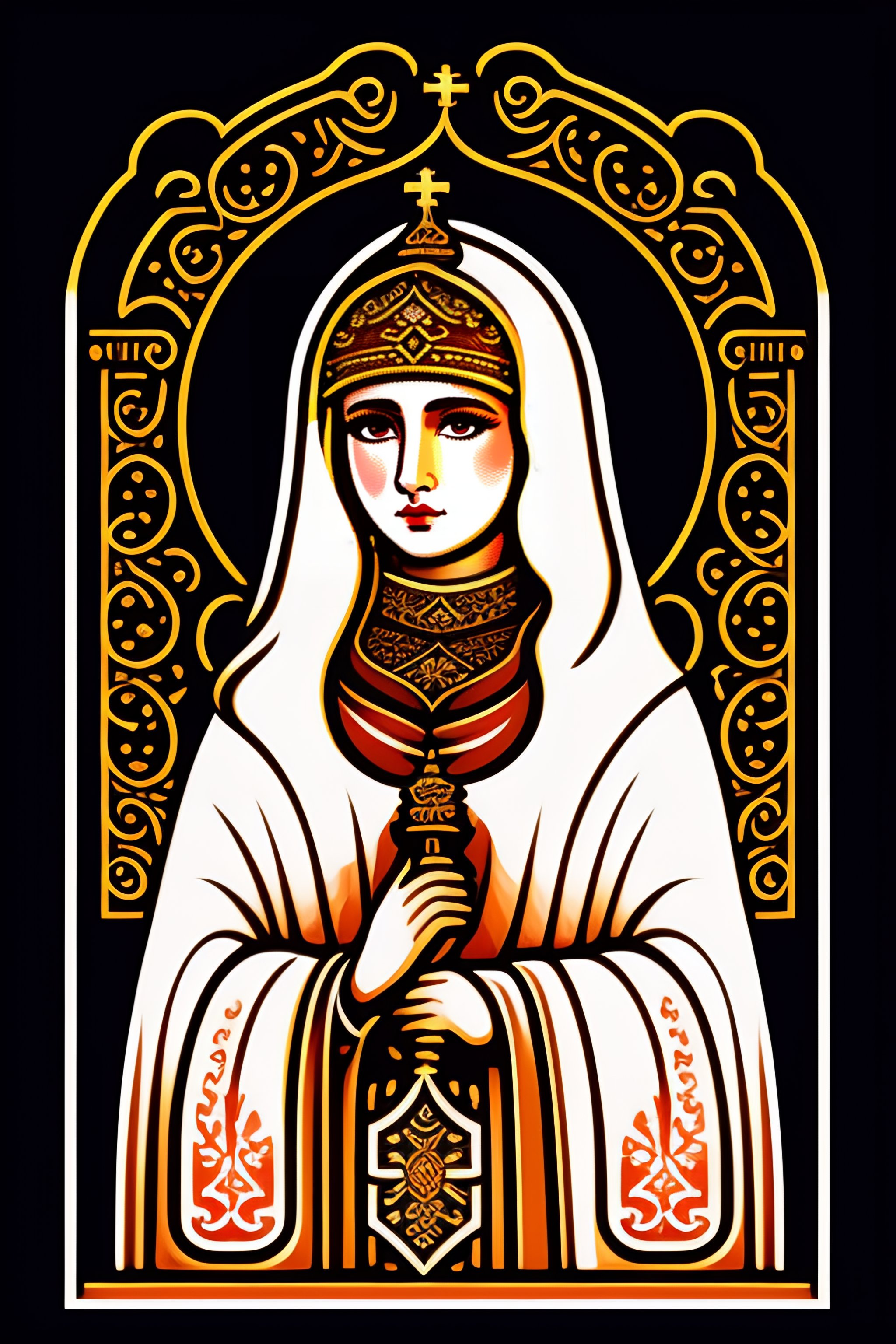 Lexica - Doodle Russian orthodox winter, sticker, woman - art, svg ...