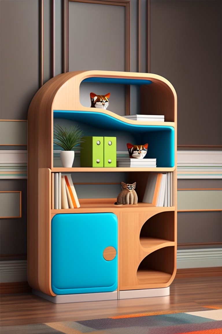 Lexica - Bookcase, cat shape, modern style, library furniture, animal style