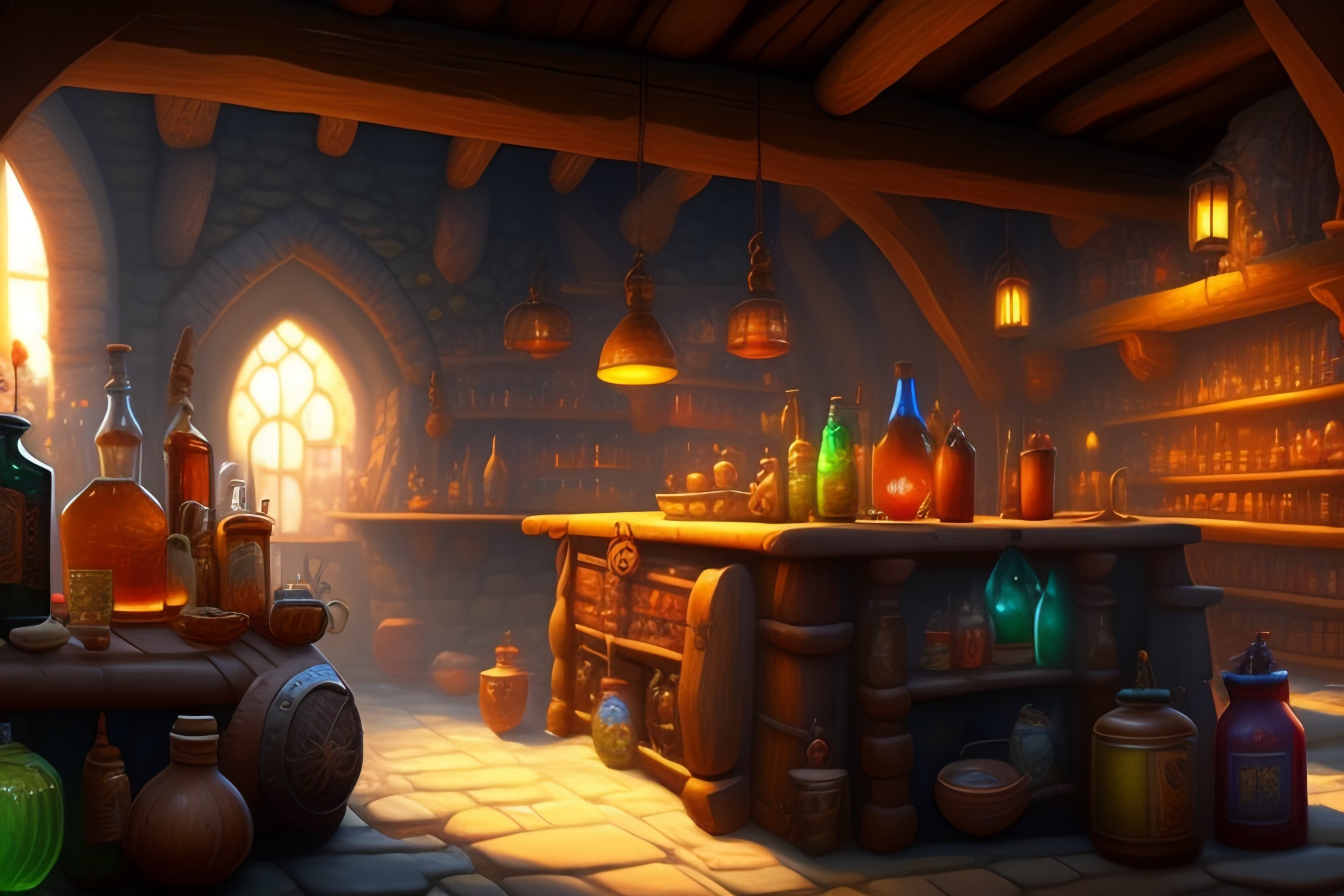 Lexica - A digital painting of a cluttered and messy fantasy medieval ...