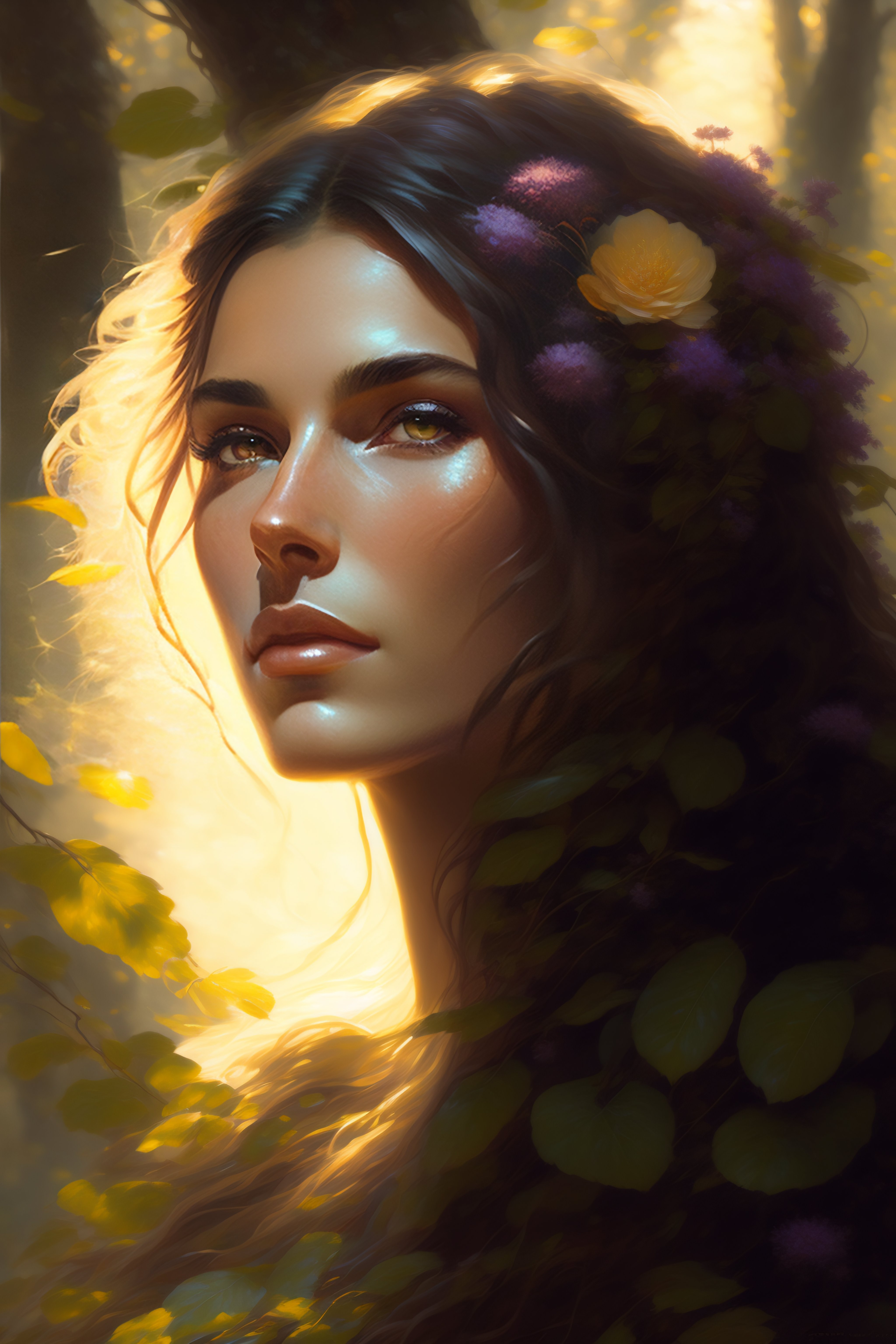 Lexica - Godess of the forest, 30 years old, handsome, female, detailed ...