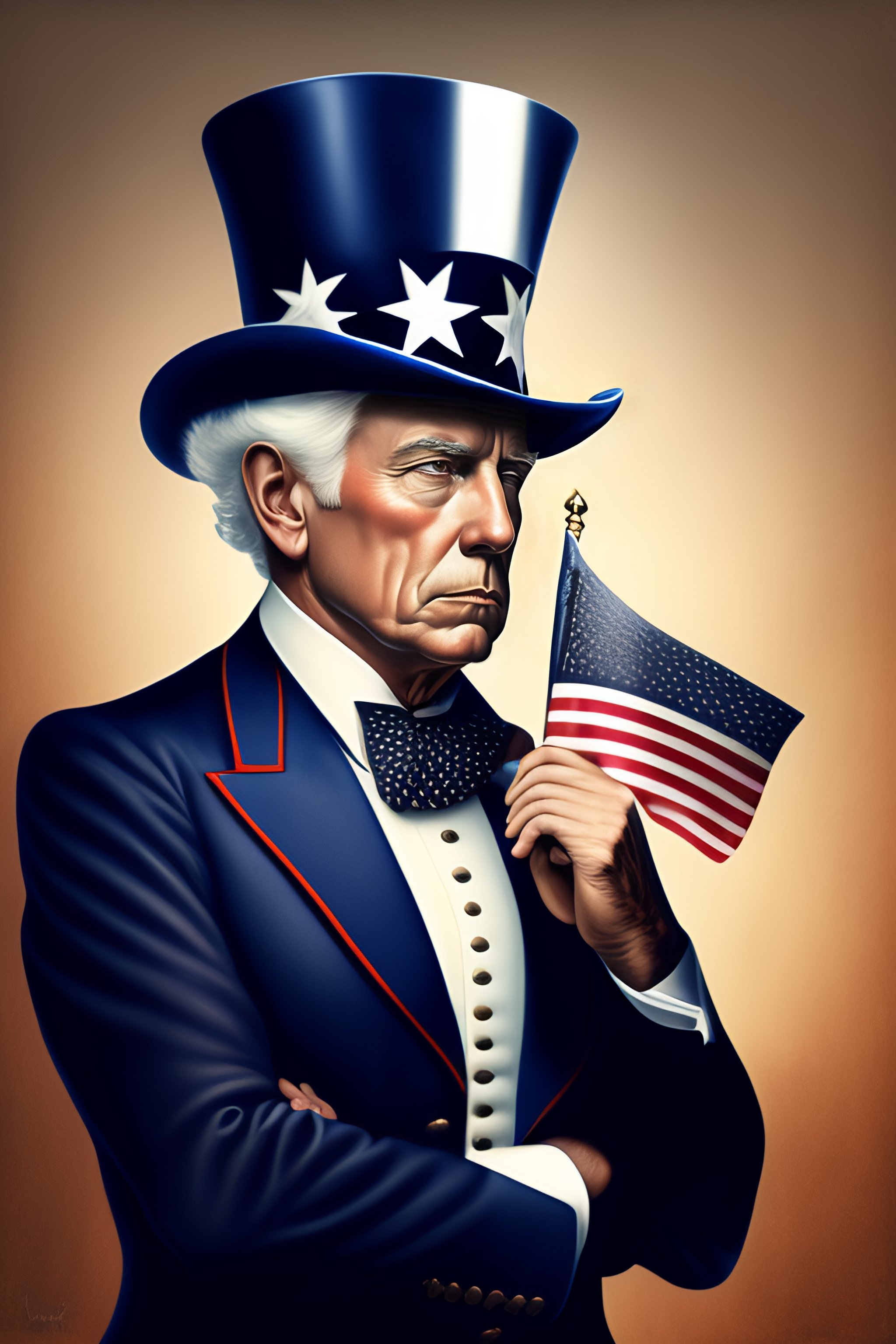 Lexica - Portrait of uncle sam in patriotc top hat holding the u.s ...