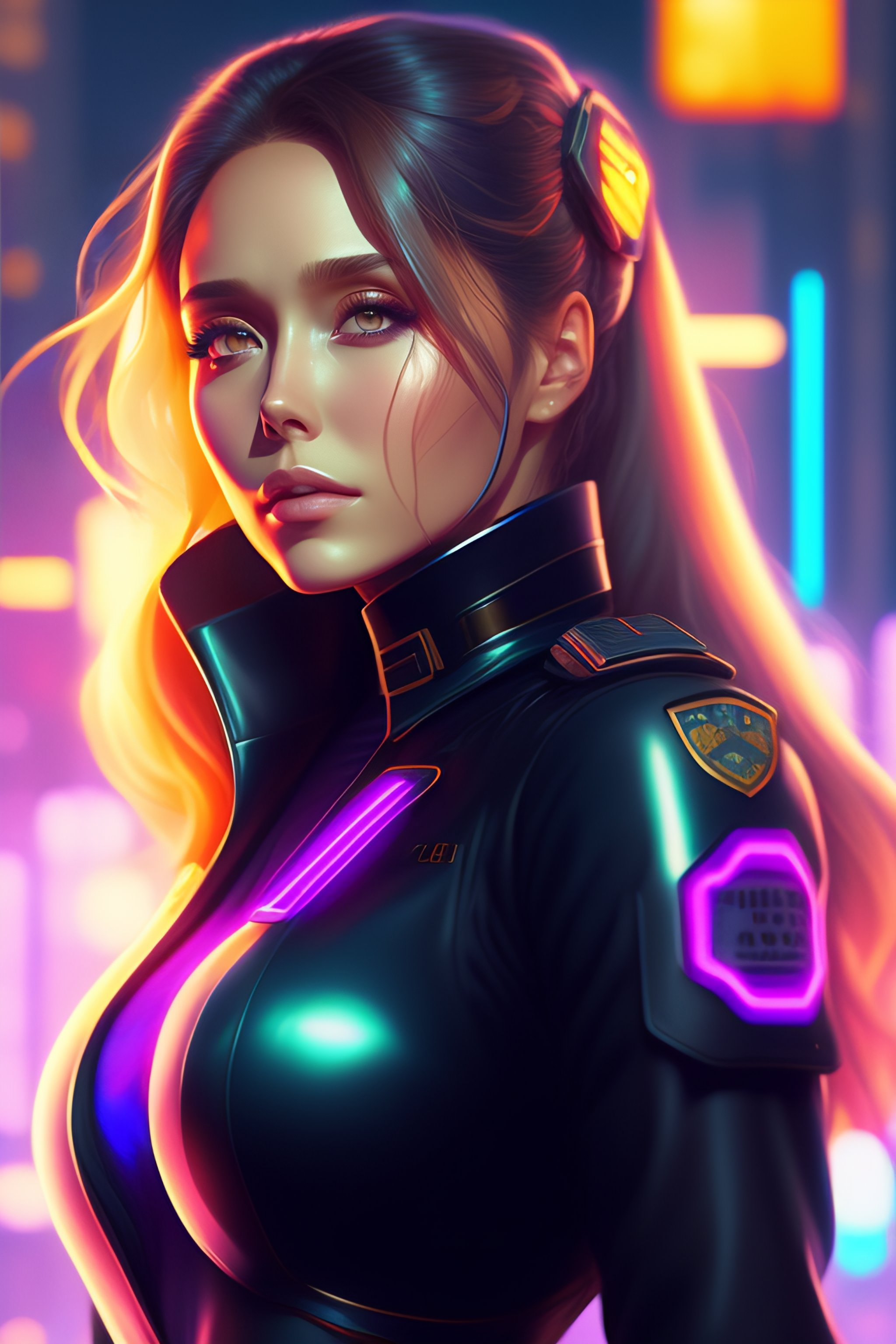 Lexica - Anime key visual of elizabeth olsen police officer, neon ...