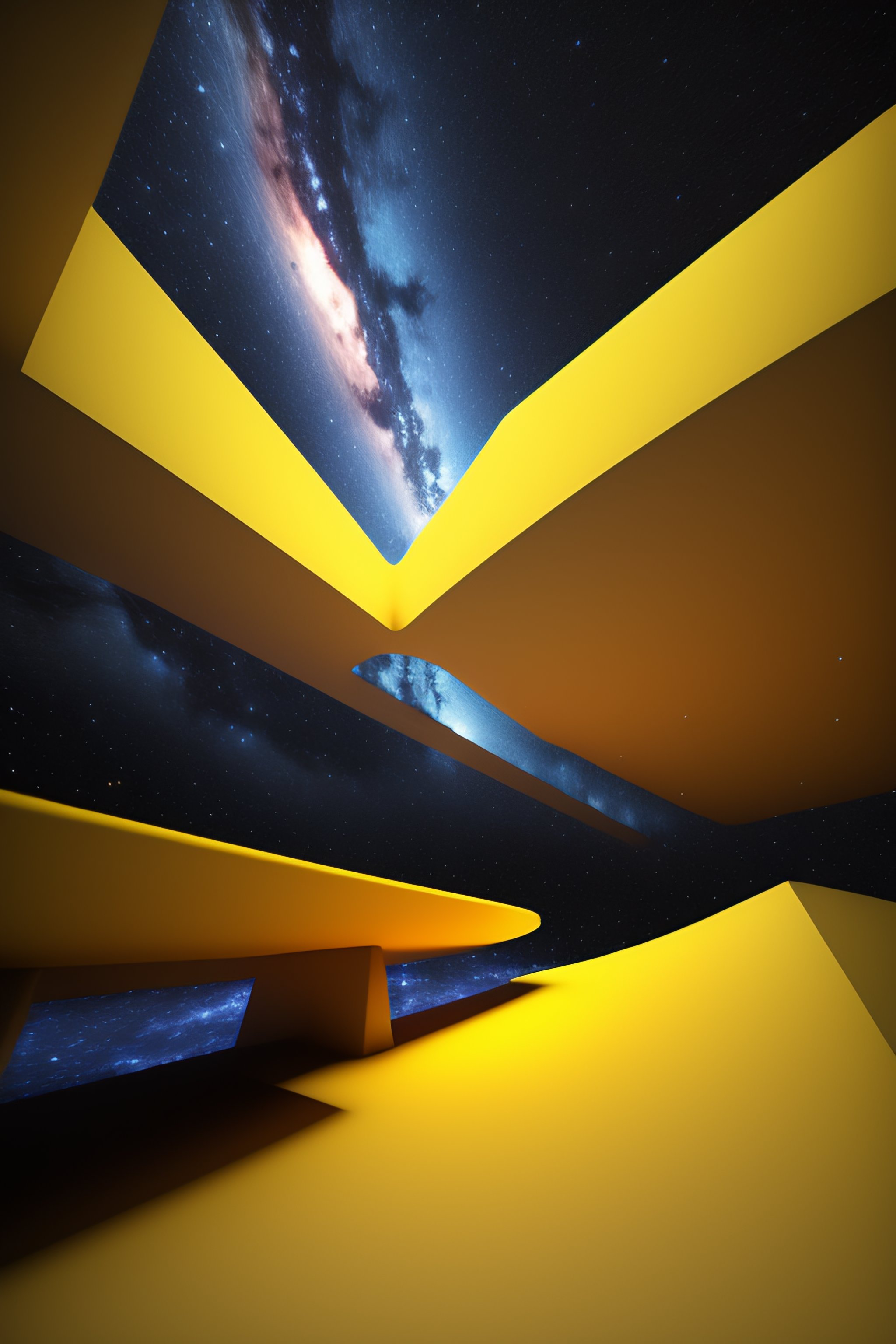 Lexica - One-point perspective, starry sky, universe, columns,desks ...