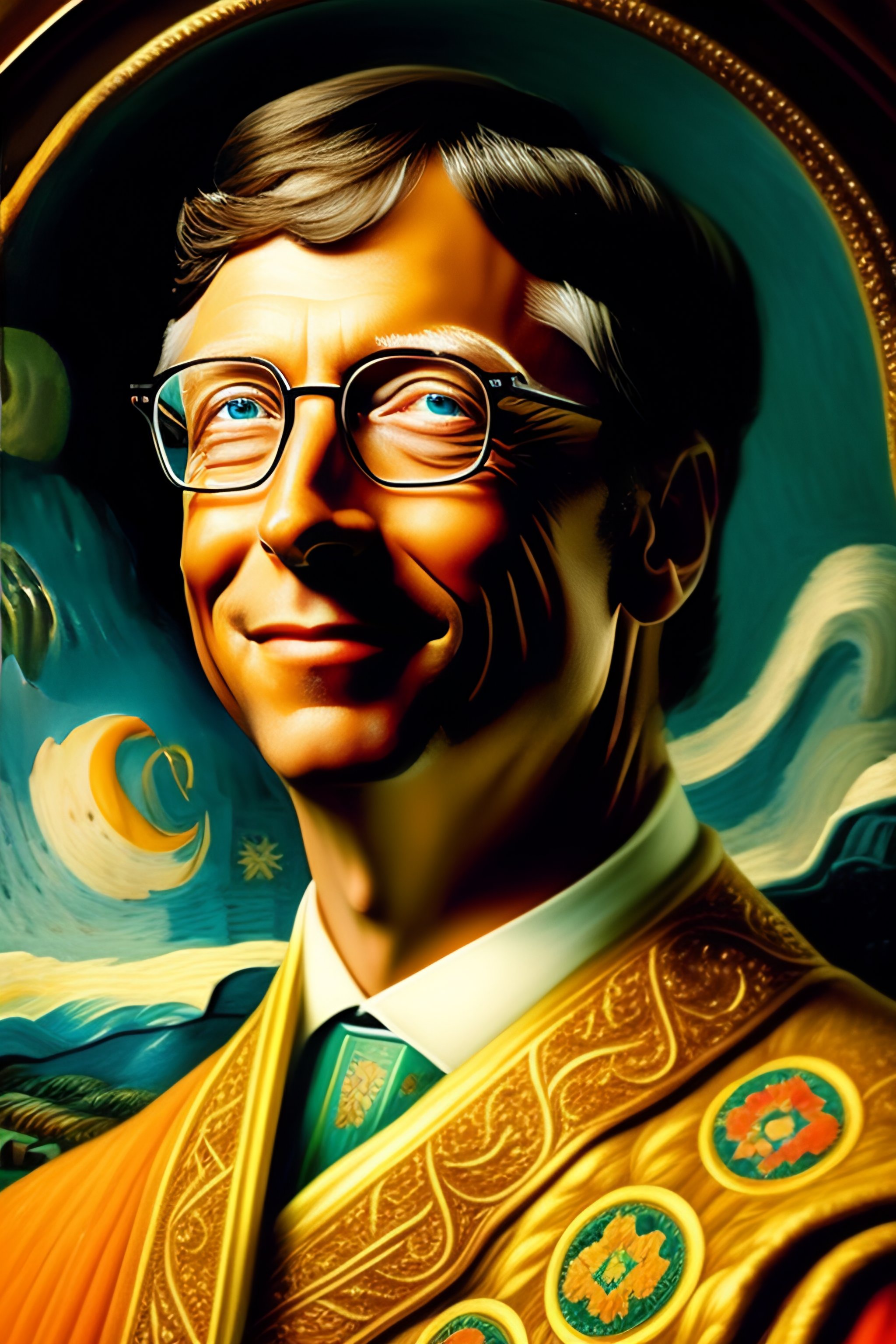 Lexica - Bill gates as god, heaven, portrait, renaissance painting, van ...