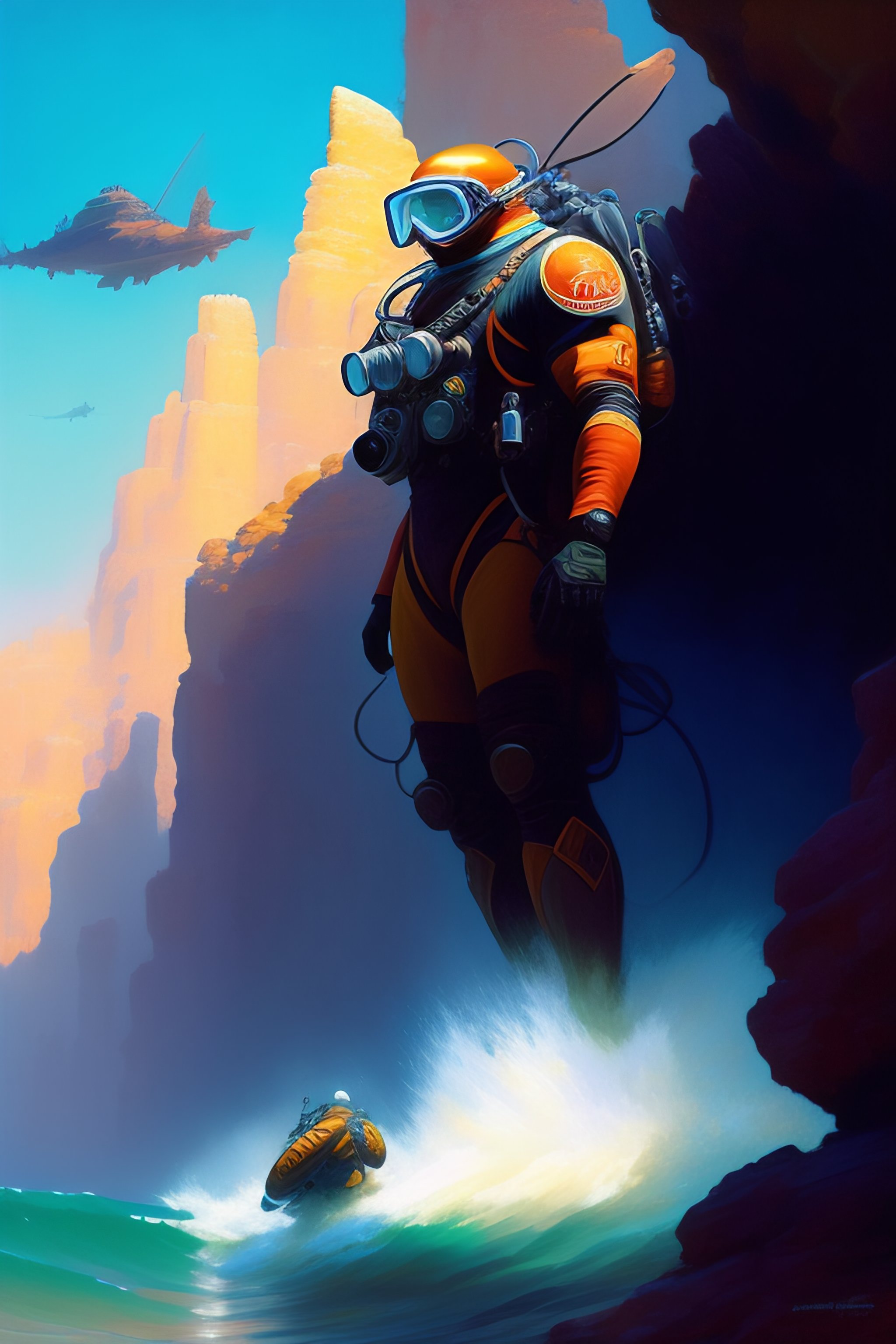 Lexica - Beautiful diver, art in the style of Craig Mullins