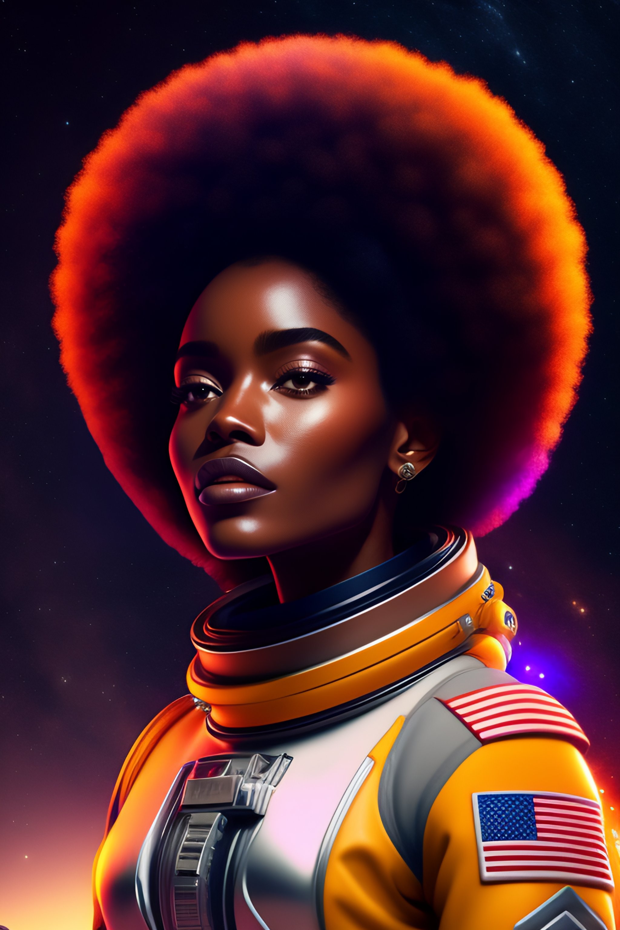Lexica - Brown skin Astronaut , space, galaxy, standing, afro hair ...