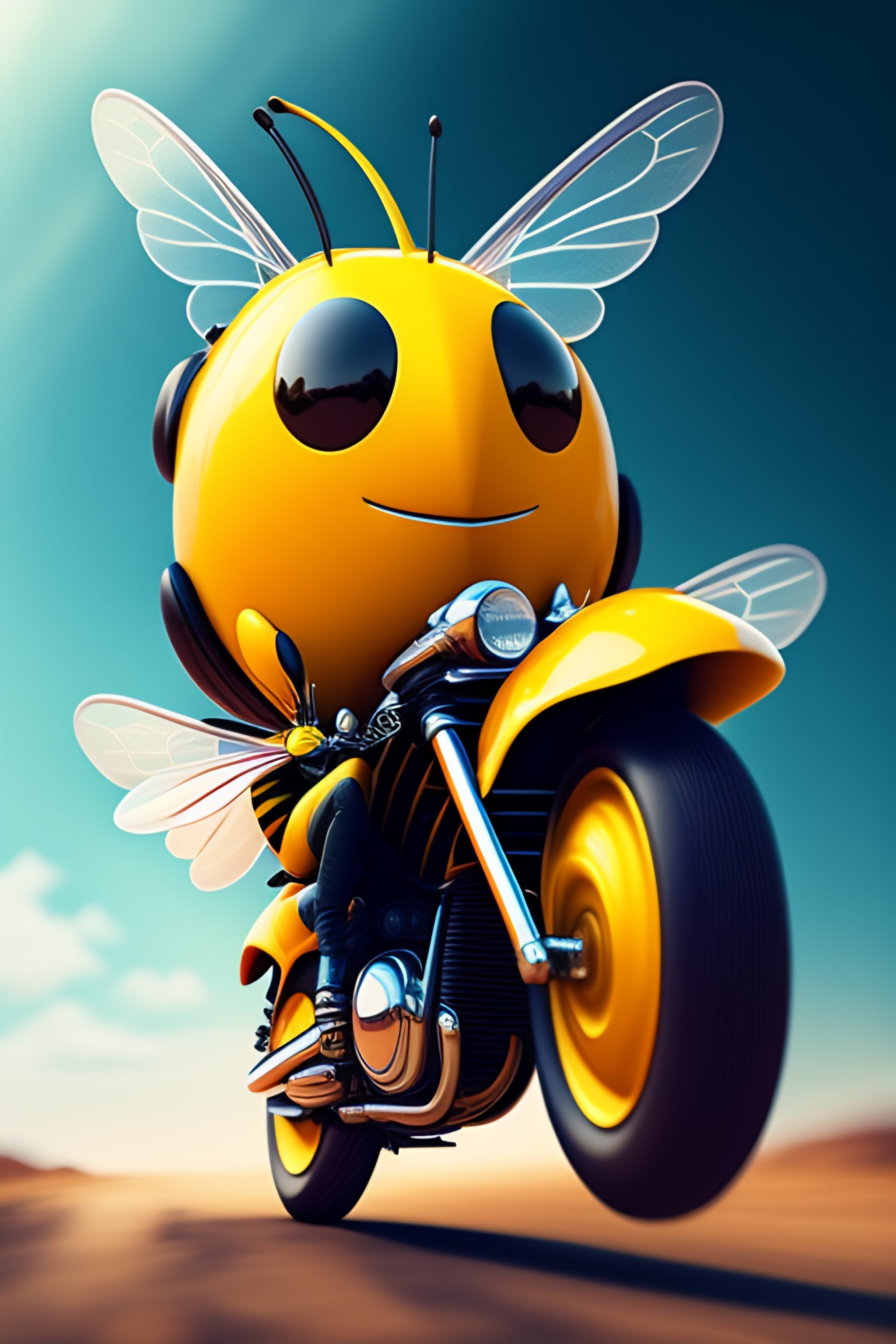 Lexica - A bee driving a motorcycle