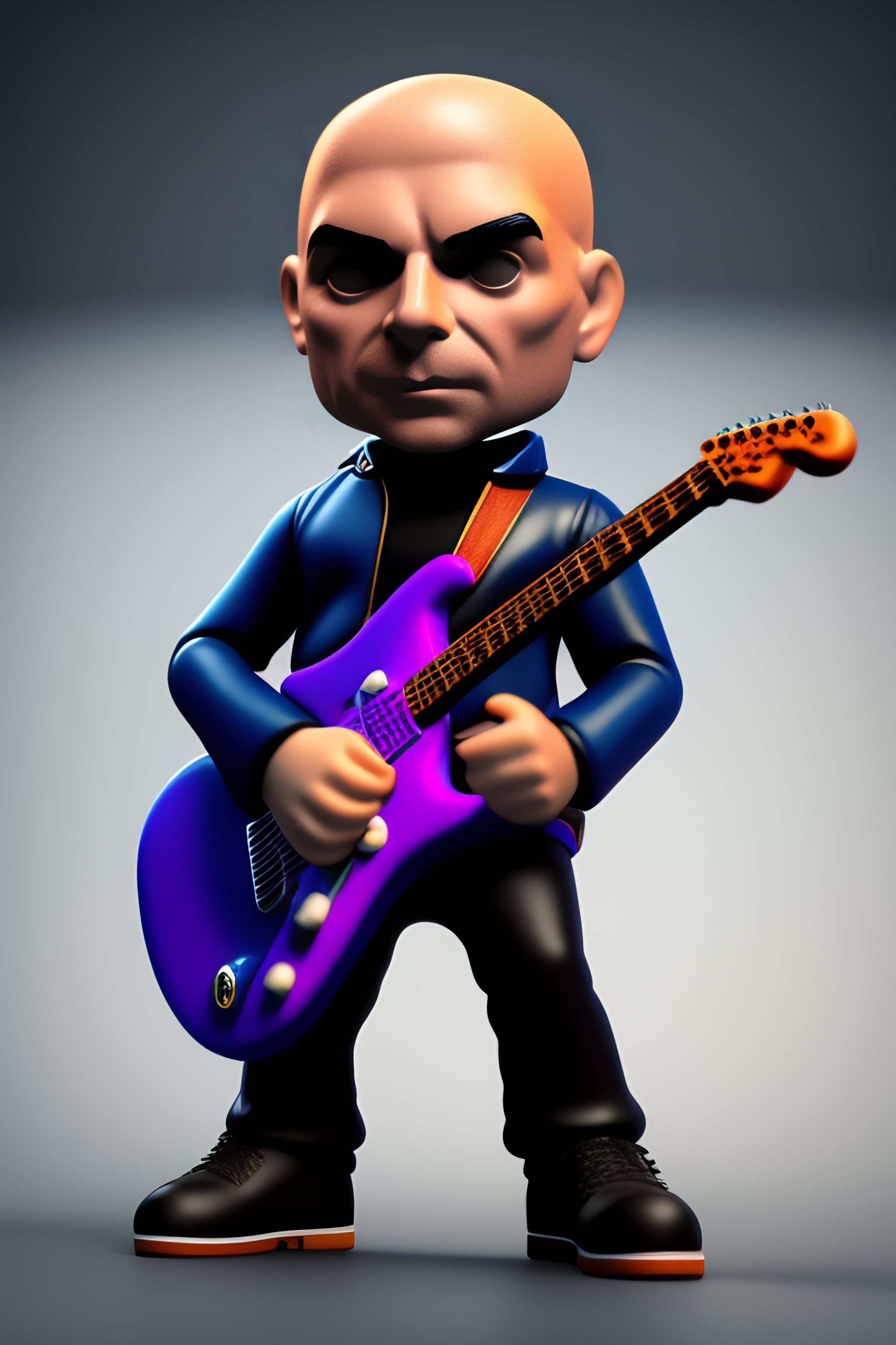 Lexica - Full body 3d render of funko pop joe satriani with a guitar