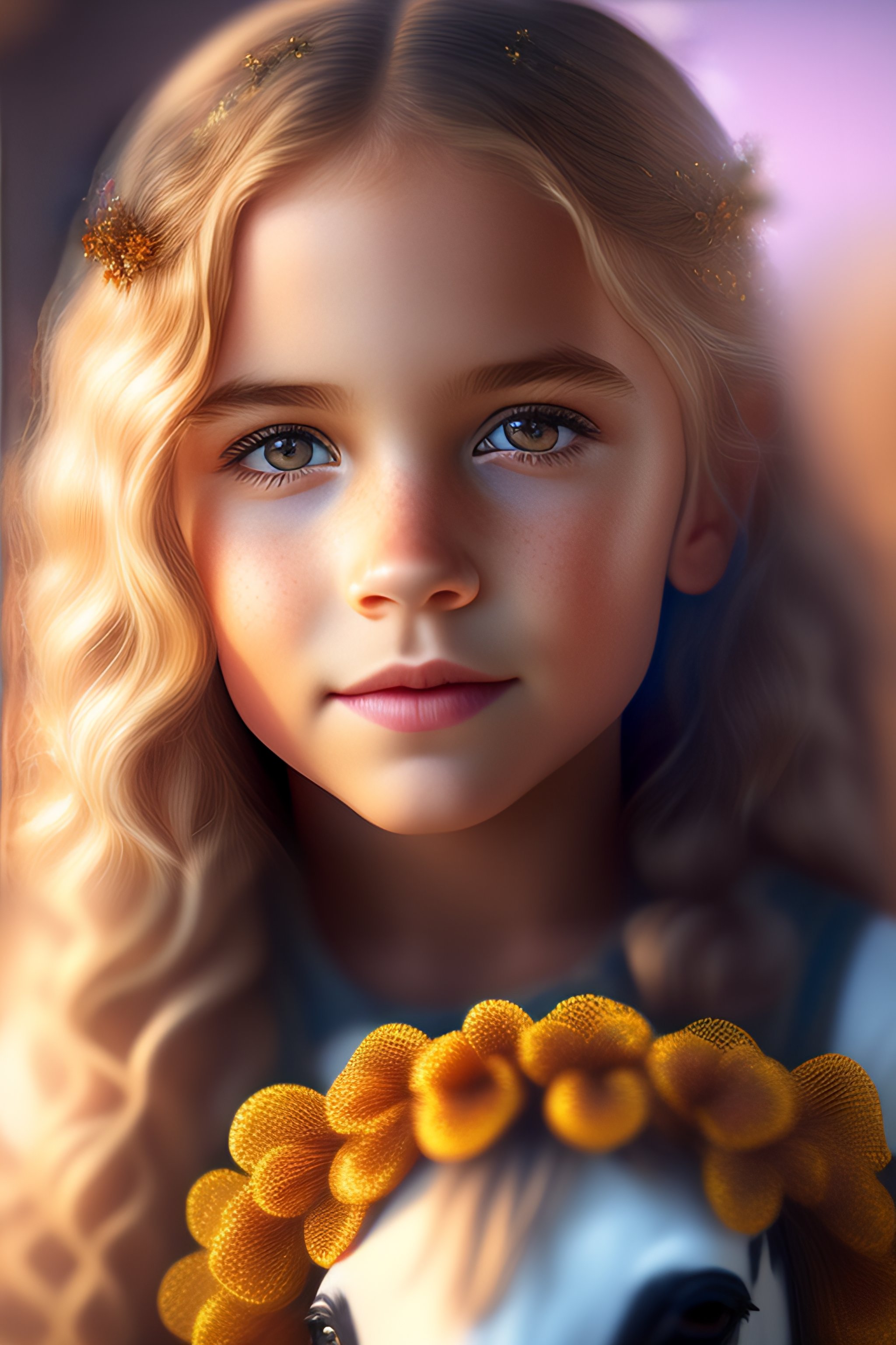 Lexica - Photo realistic closeup portrait of sweet little girl holding ...