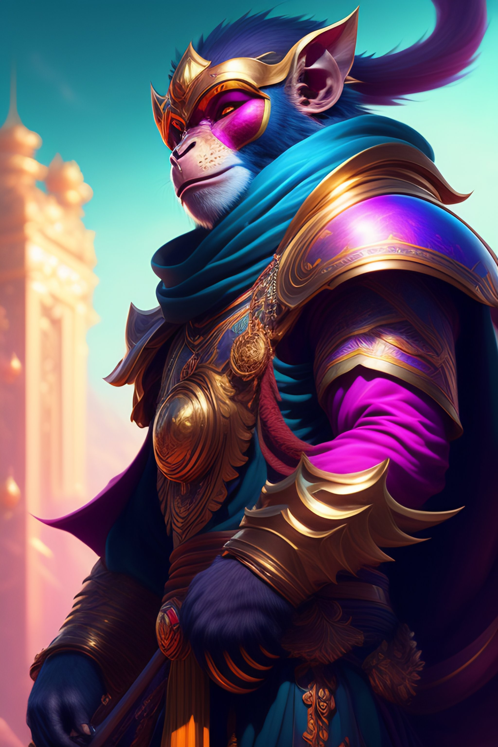 Lexica - Wukong,monkey,league of legends, vaporwave aesthetic, colorful ...