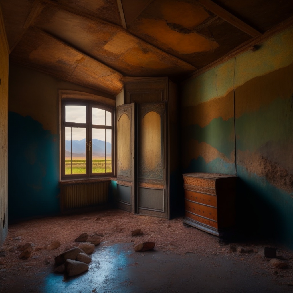 Lexica - The very old room, abandoned house, peeling walls. all walls ...