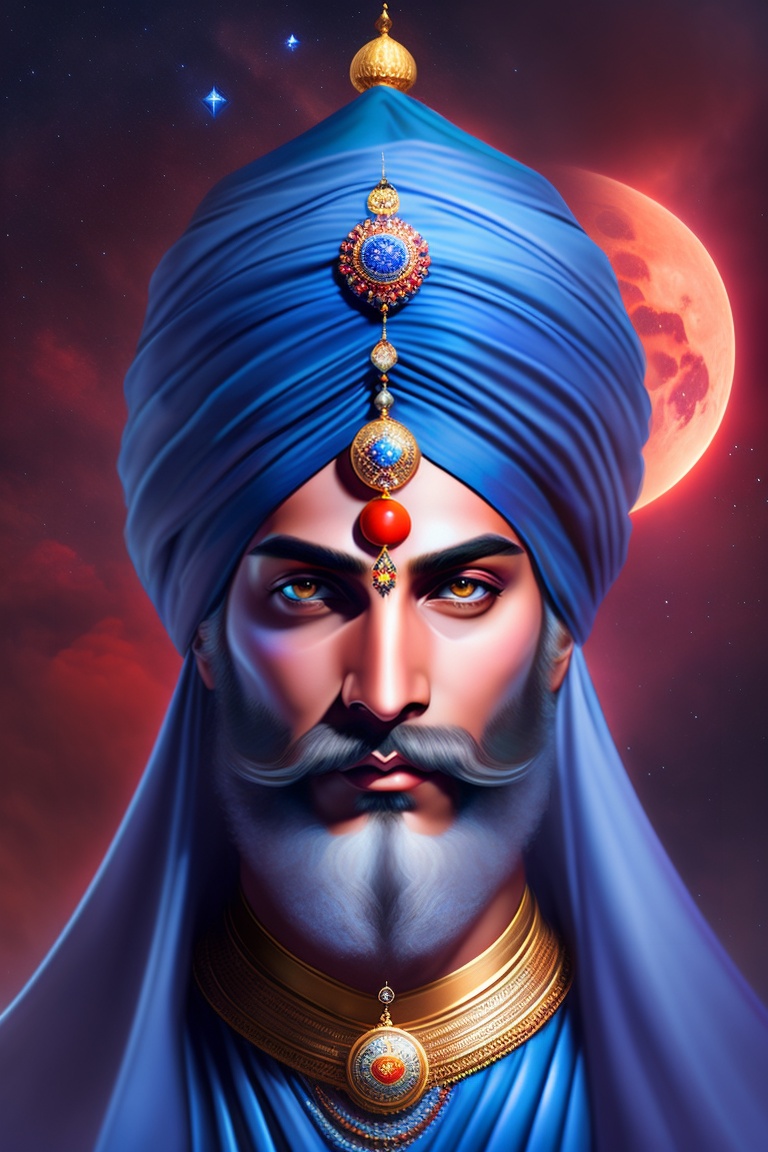 Lexica - Portrait of a spiritual lord sikh religion with a third eye ...
