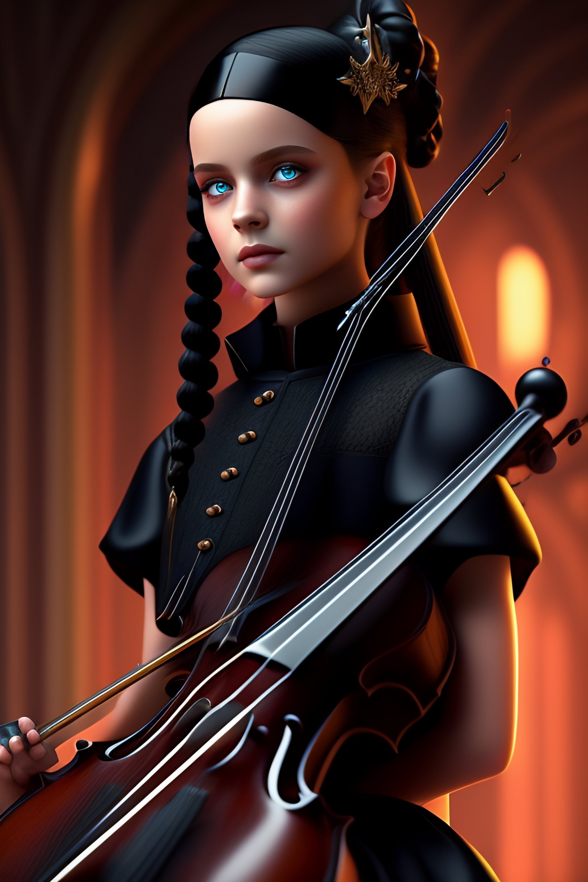 Lexica - Young Wednesday Addams stunning cyberpunk steampunk playing ...