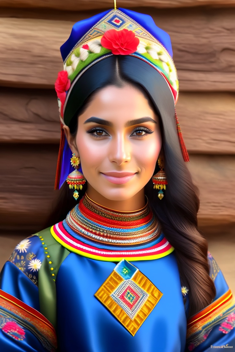 Lexica - Describe a beautiful Kalash girl wearing intricate traditional ...