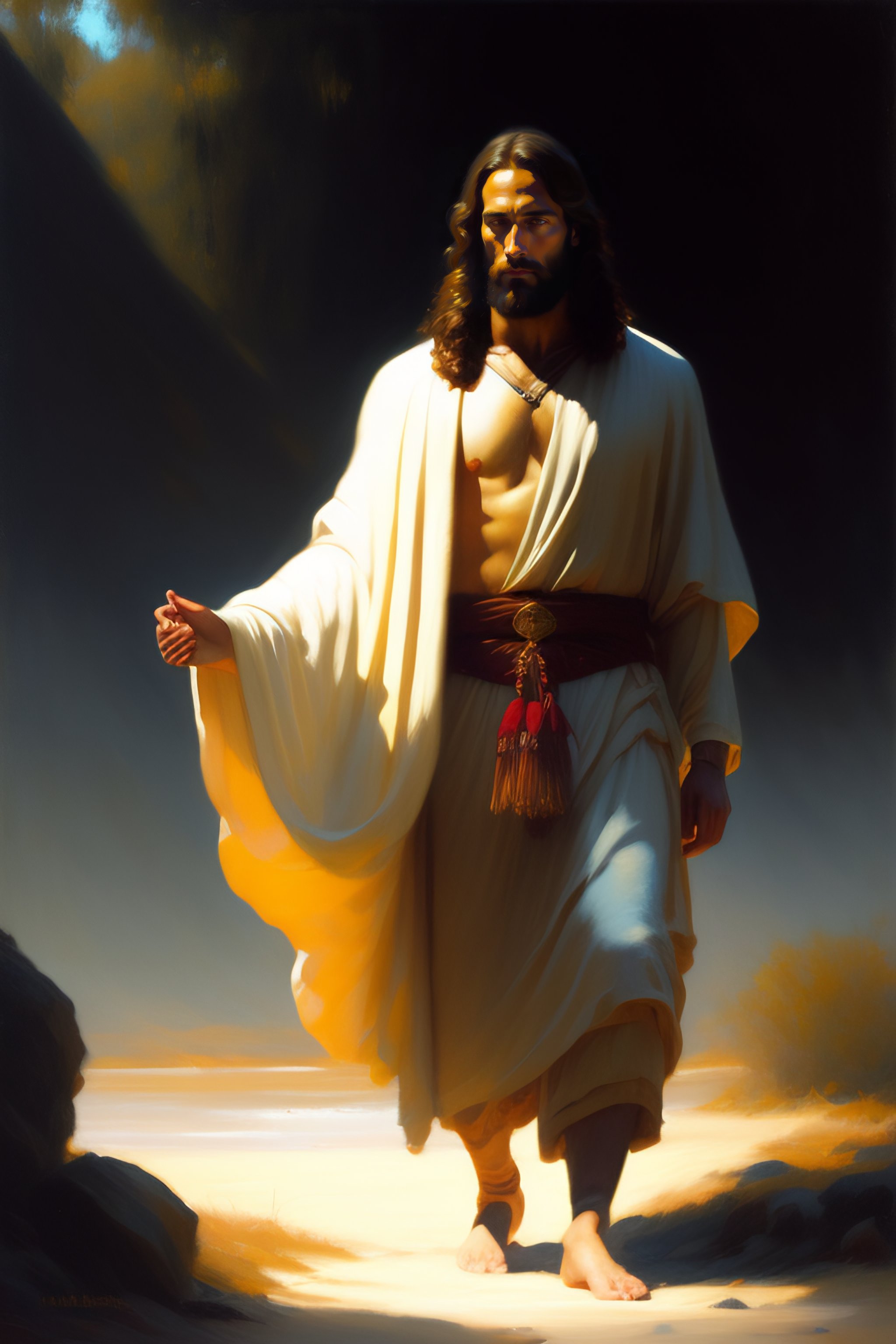 Lexica - Full body photo of jesus christ majestic spooky disquieting ...