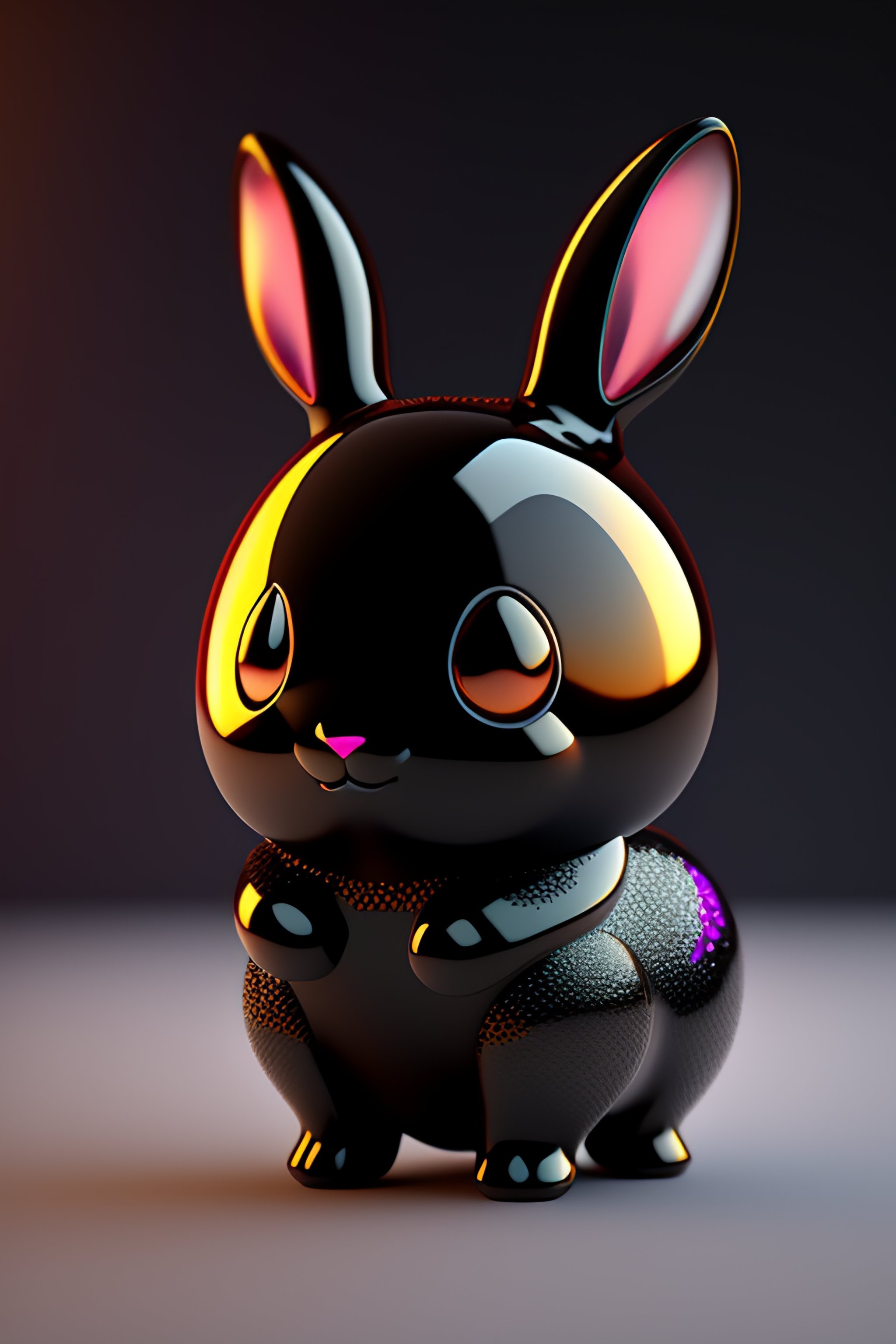 Lexica - A cute adorable baby black rabbit made of crystal ball with ...