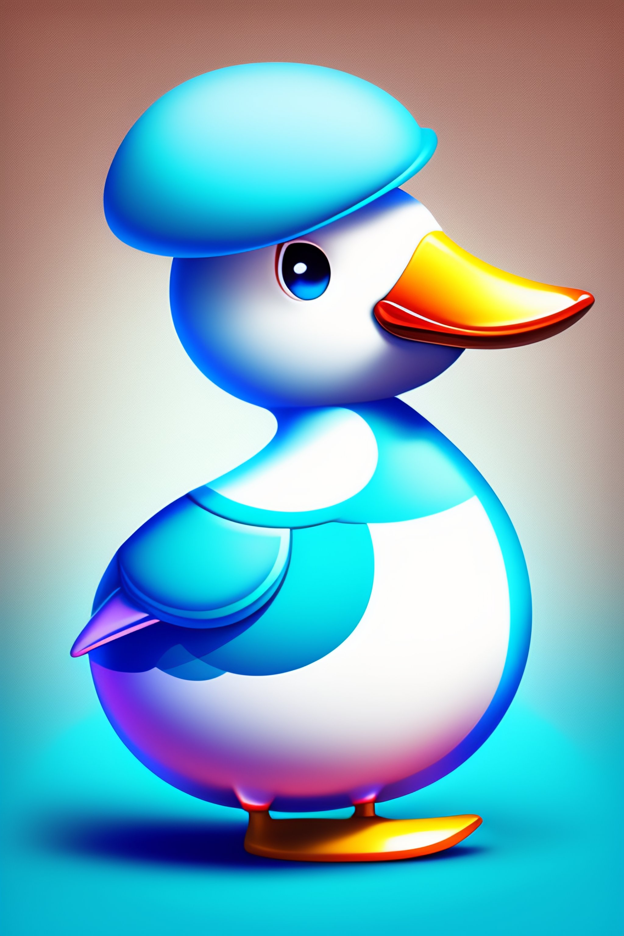 Lexica - Beautiful sky-blue color cartoon duck with text