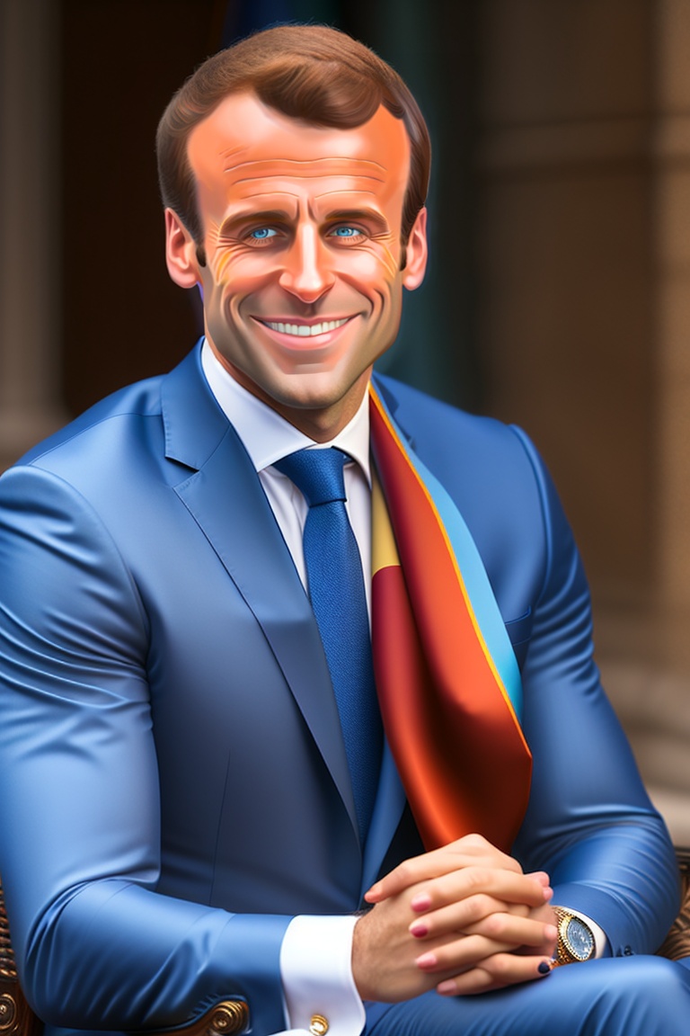 Lexica - A stunning intricate full color portrait of a emmanuel macron ...