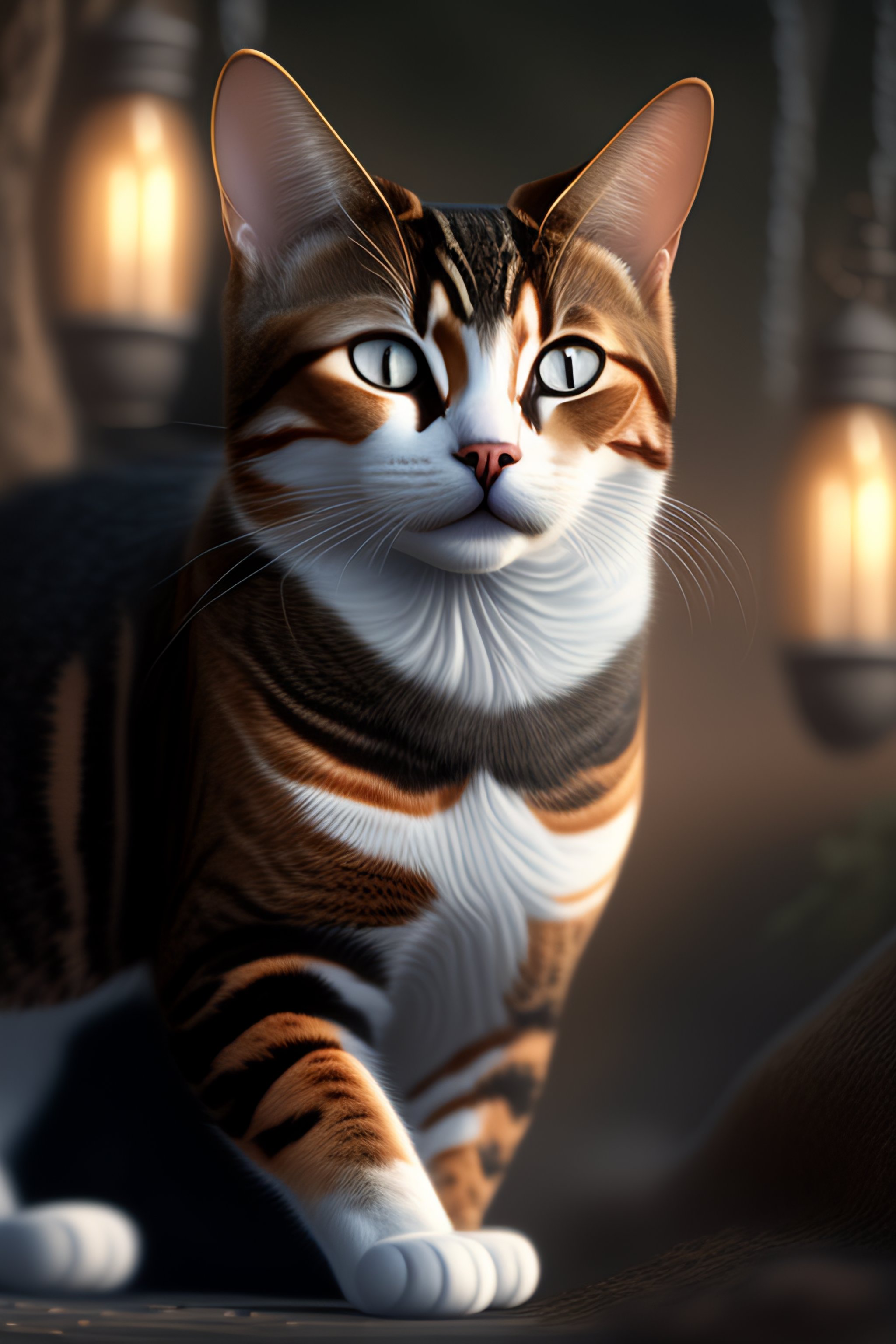 Lexica - An exhausted cat the frontlines in the army at night with his ...