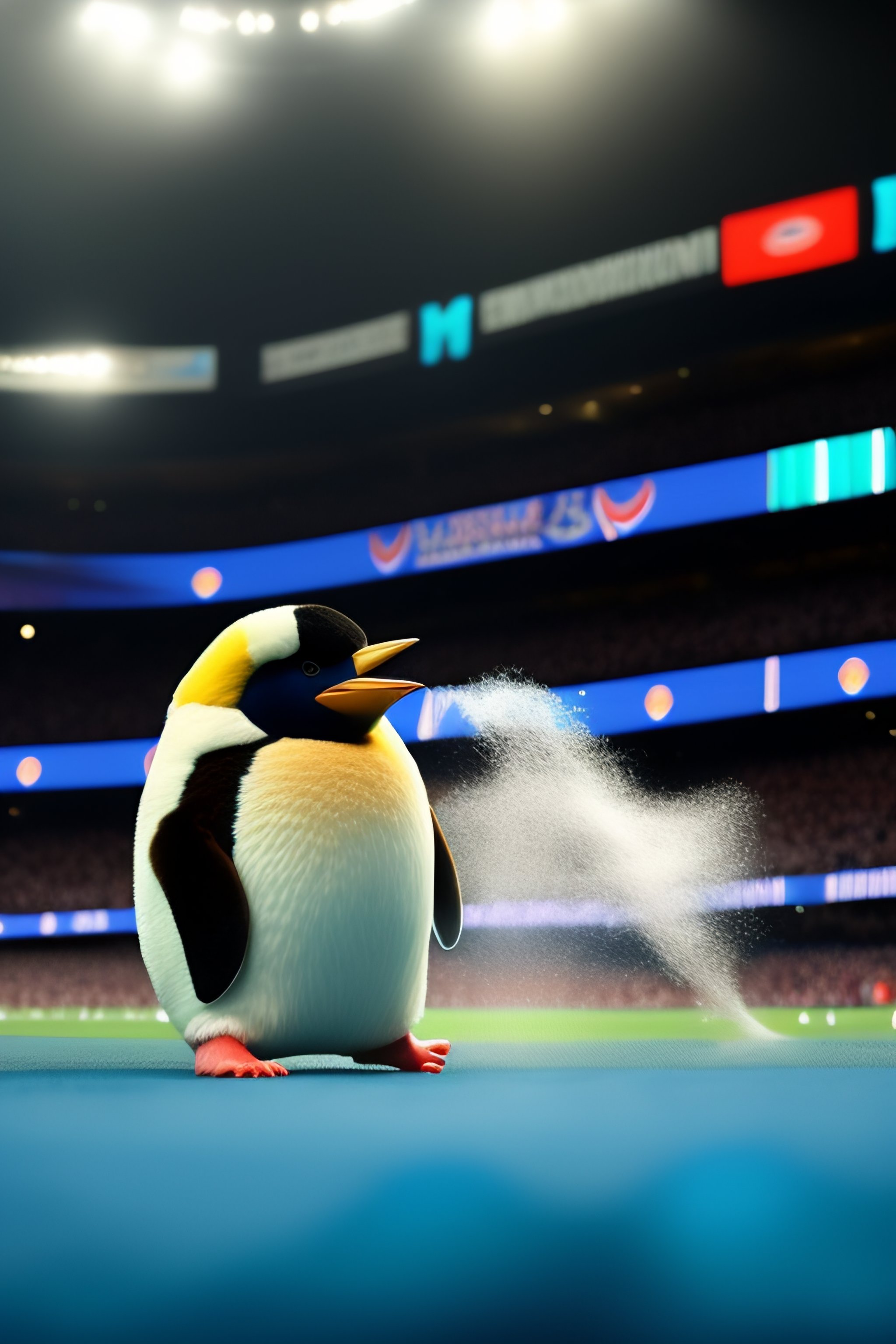 Lexica - Messi fighting with penguin at sahara