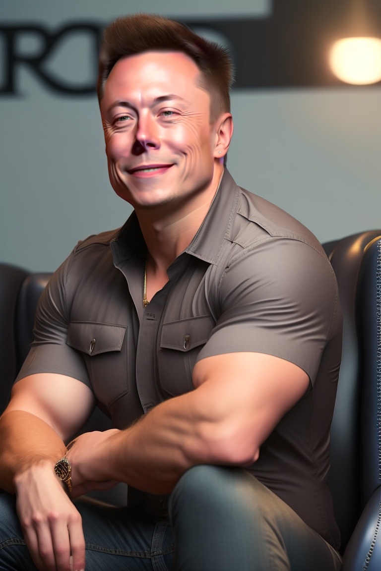 Lexica - Elon musk sits in money, high quality
