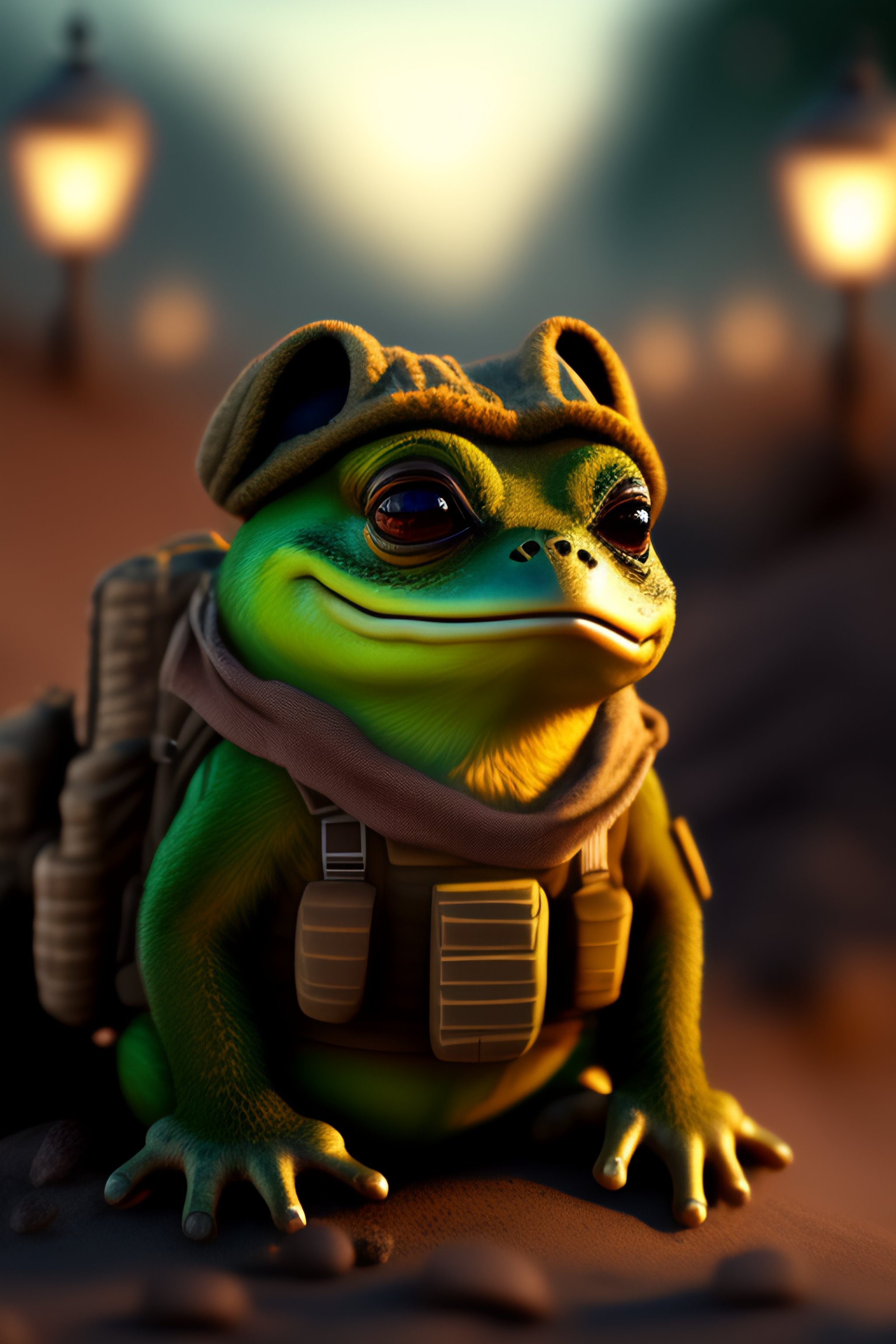 Lexica - An exhausted pepe the frog at the frontlines in the army at ...