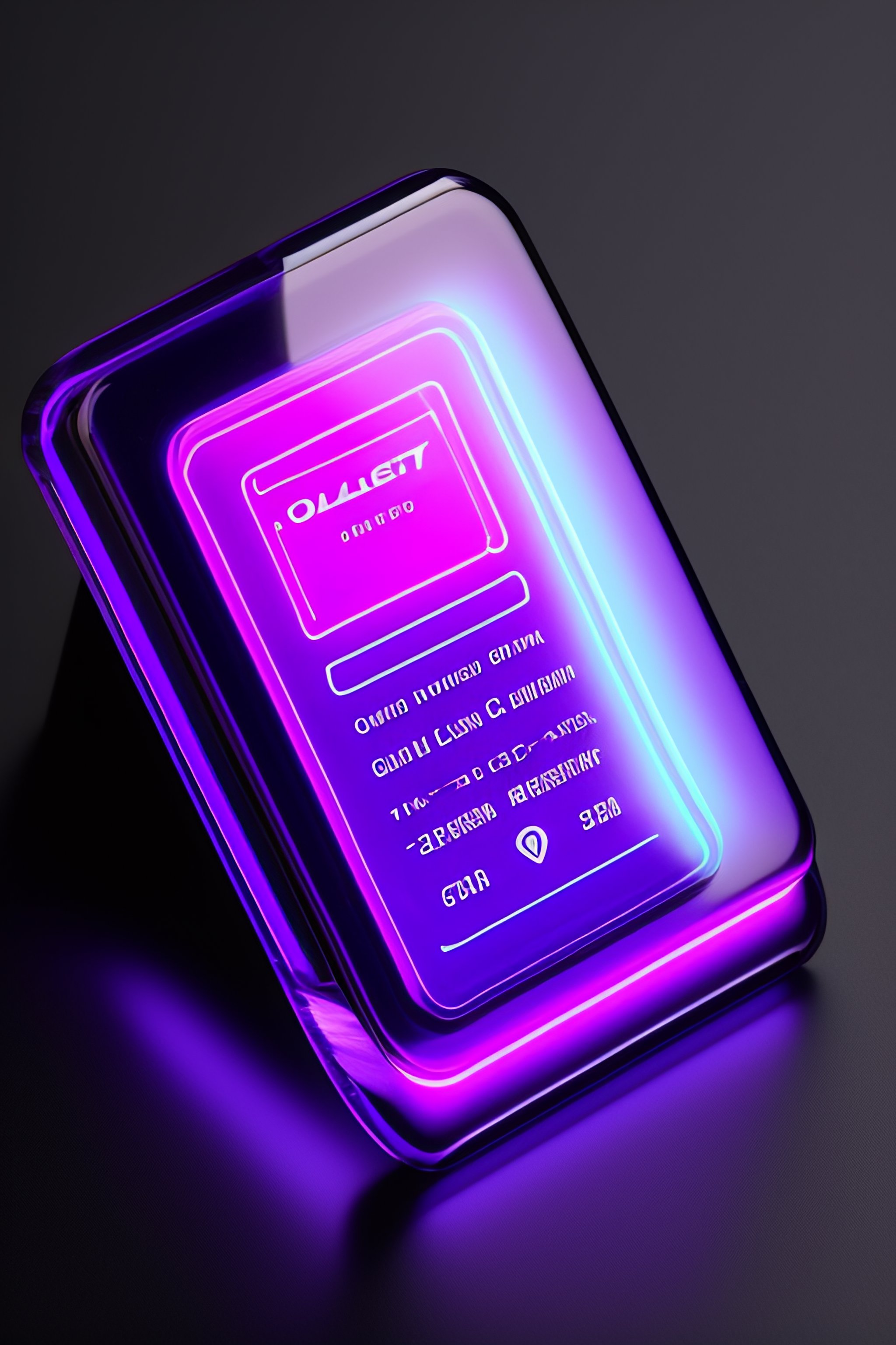 Lexica - One Floating and rotating access card made of neon purple ...