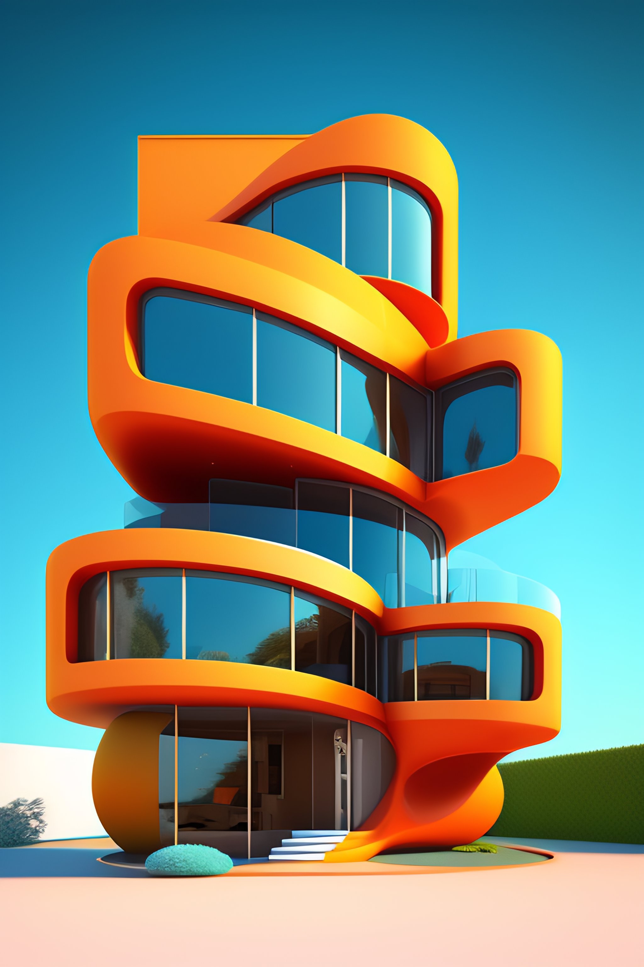 Lexica - Digital image of a stylish house with a cartoon-style ...