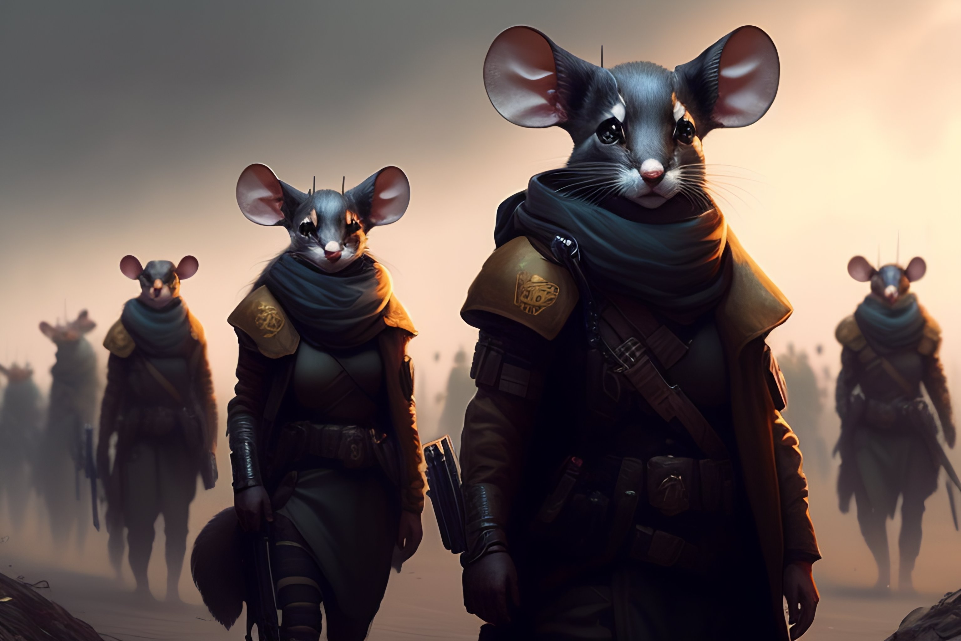 Lexica - An army of humanized mouse soldiers, art by greg rutkowski ...