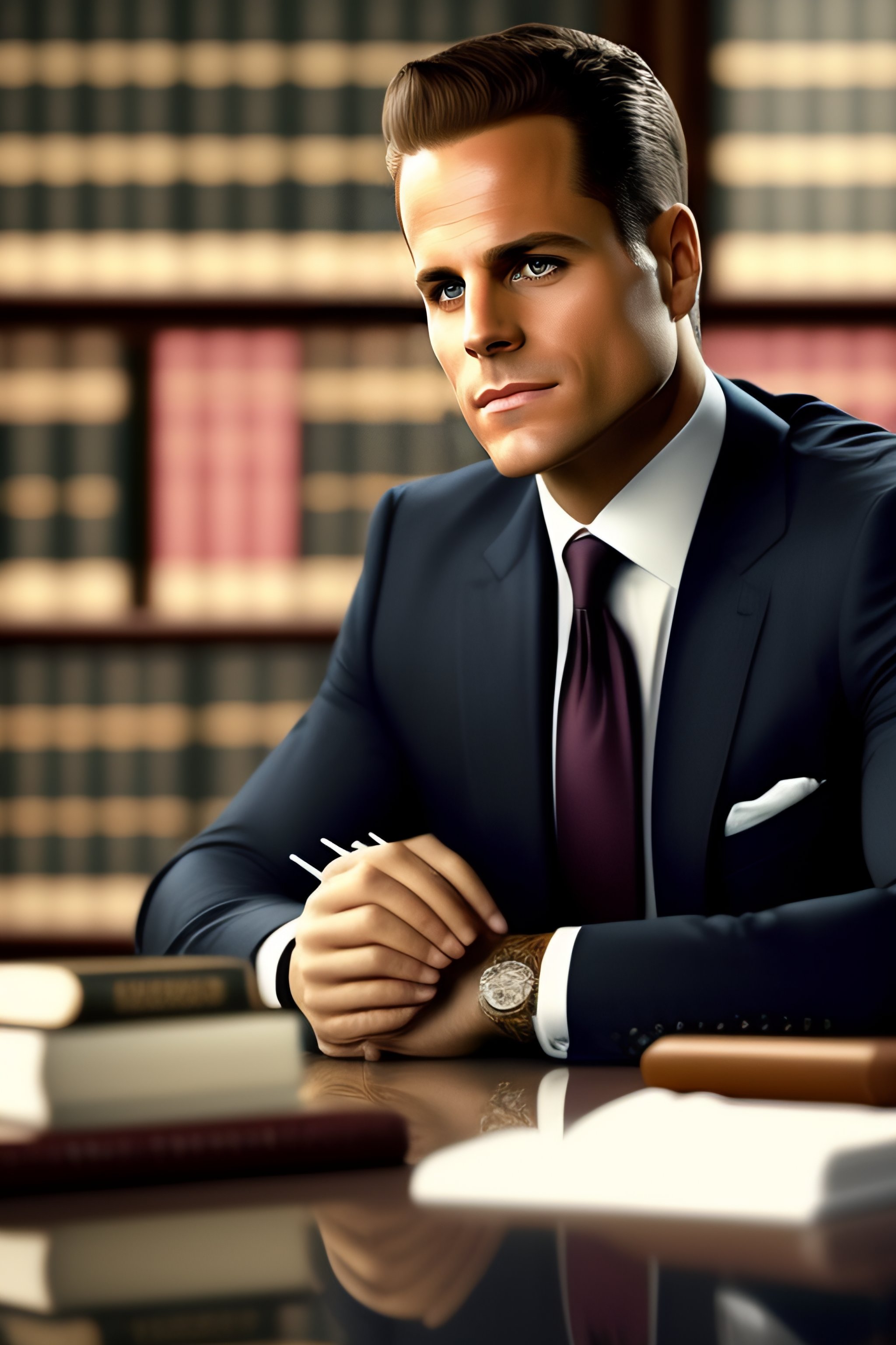 Lexica - Harvey specter a lawyer in a library. funny. realistic.