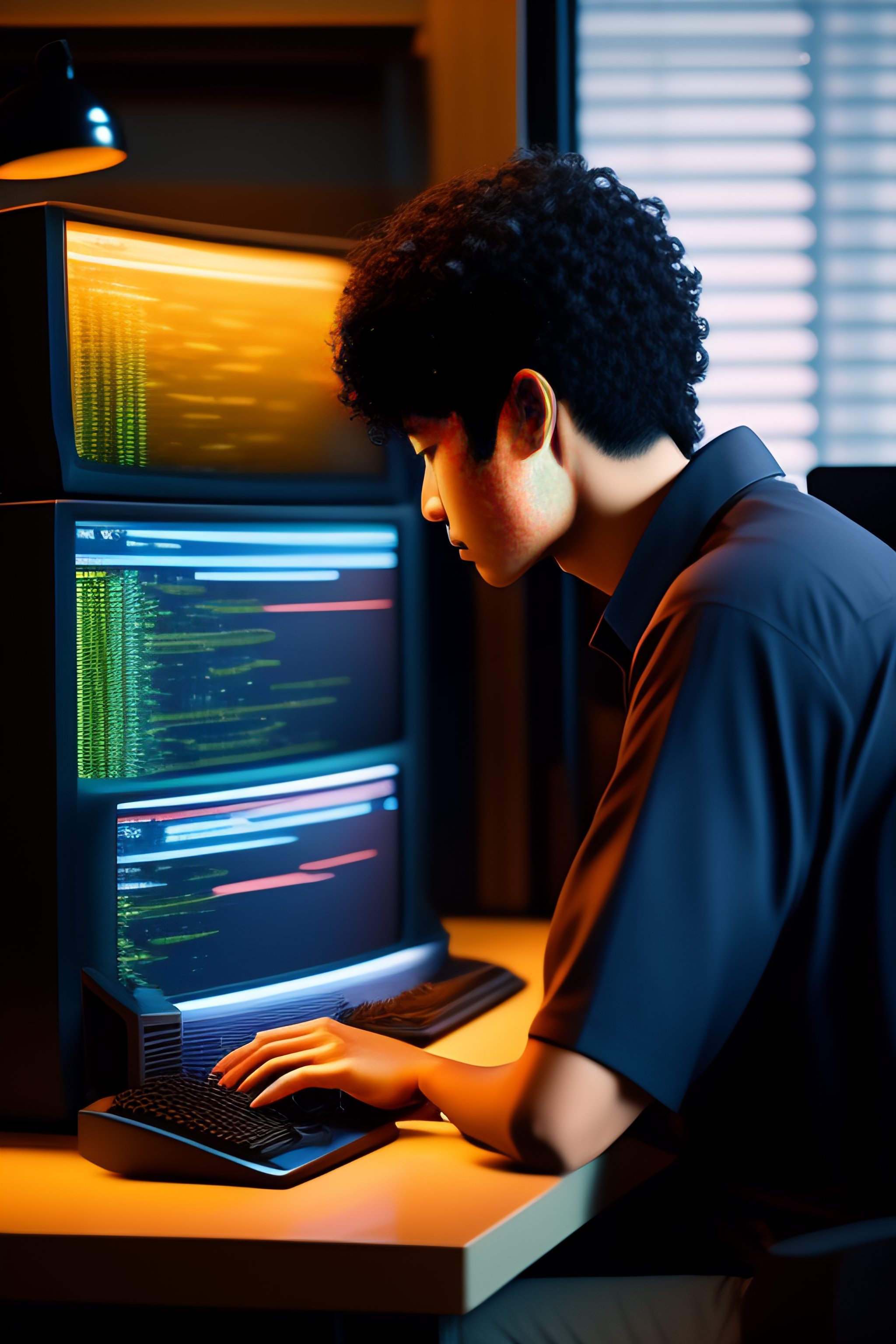 Lexica - A guy in from of an old school apple 2 typing some code, anime ...