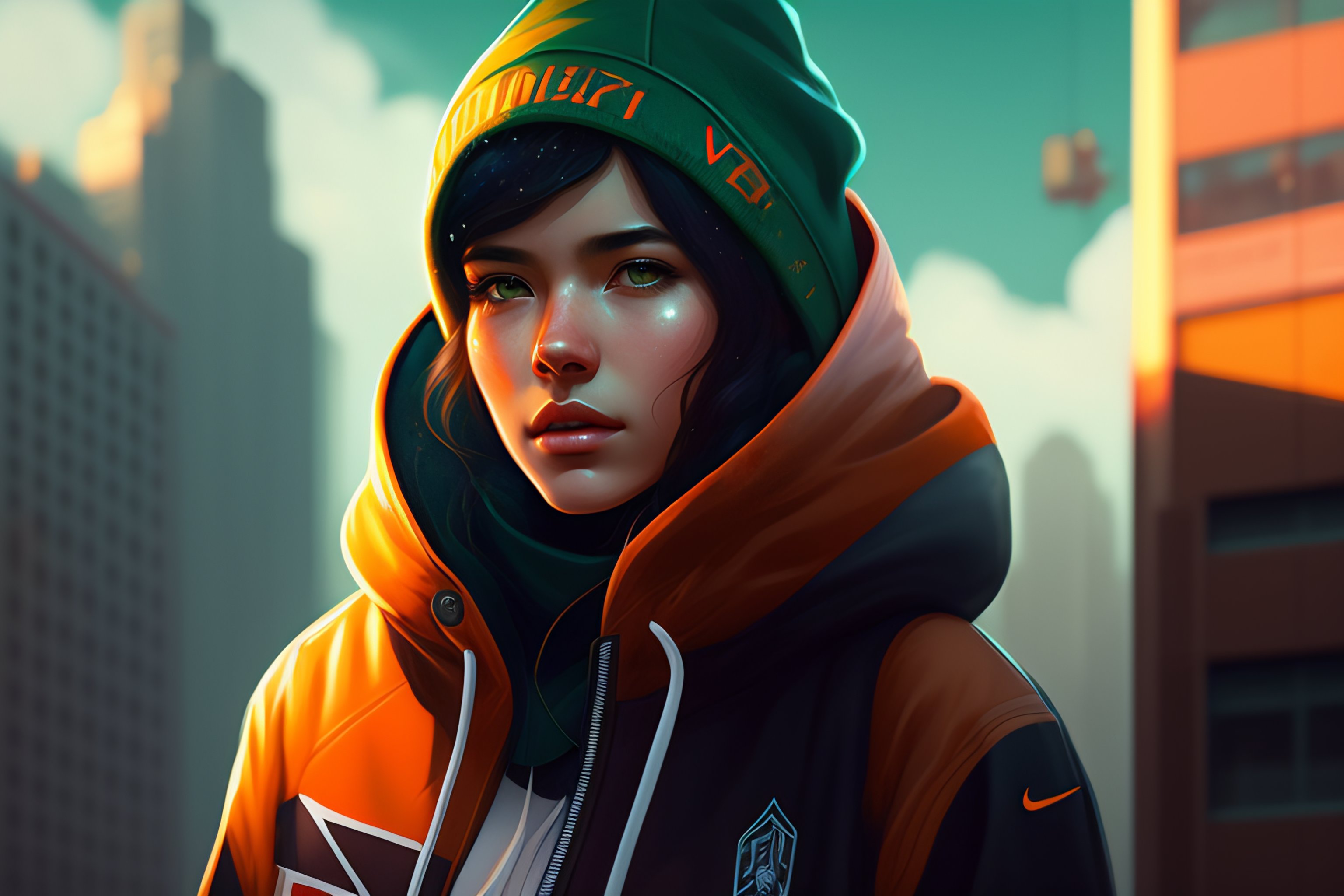Lexica - Highly detailed portrait of a cloudpunk young seattle lady ...