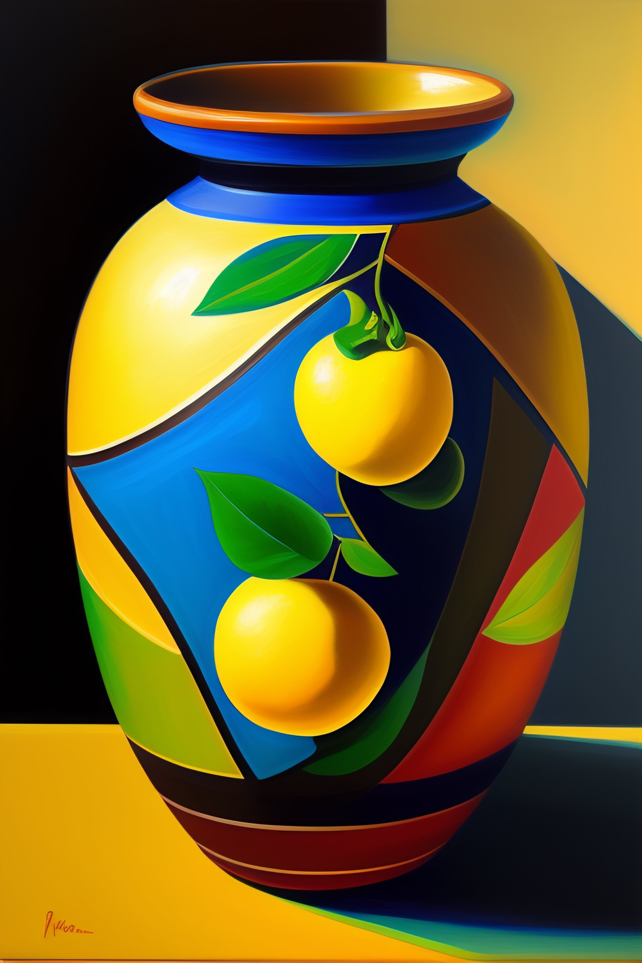 Lexica - Painting Picasso of a pot with lemon