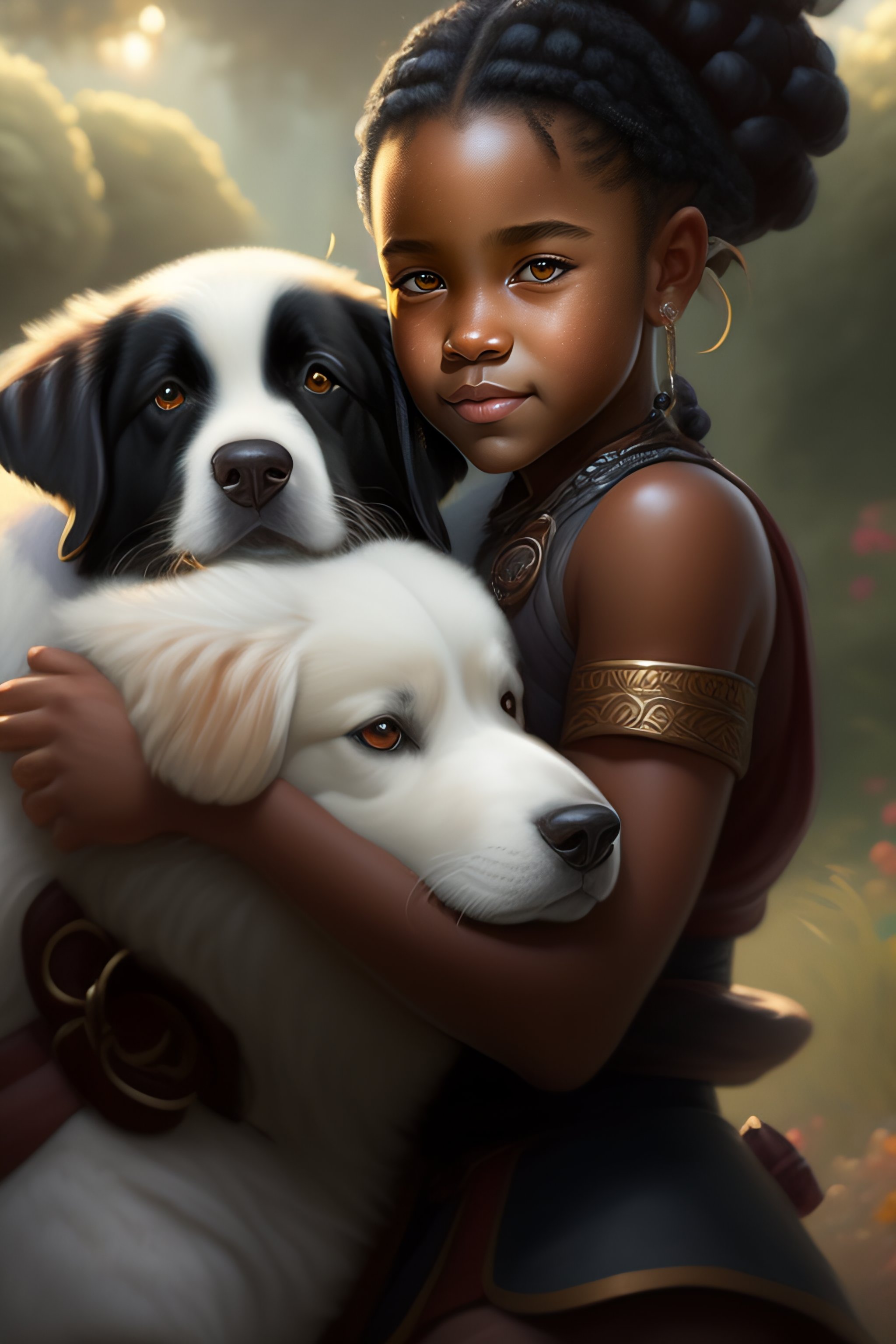 Lexica - A detailed portrait of a cute black girl with two braids ...