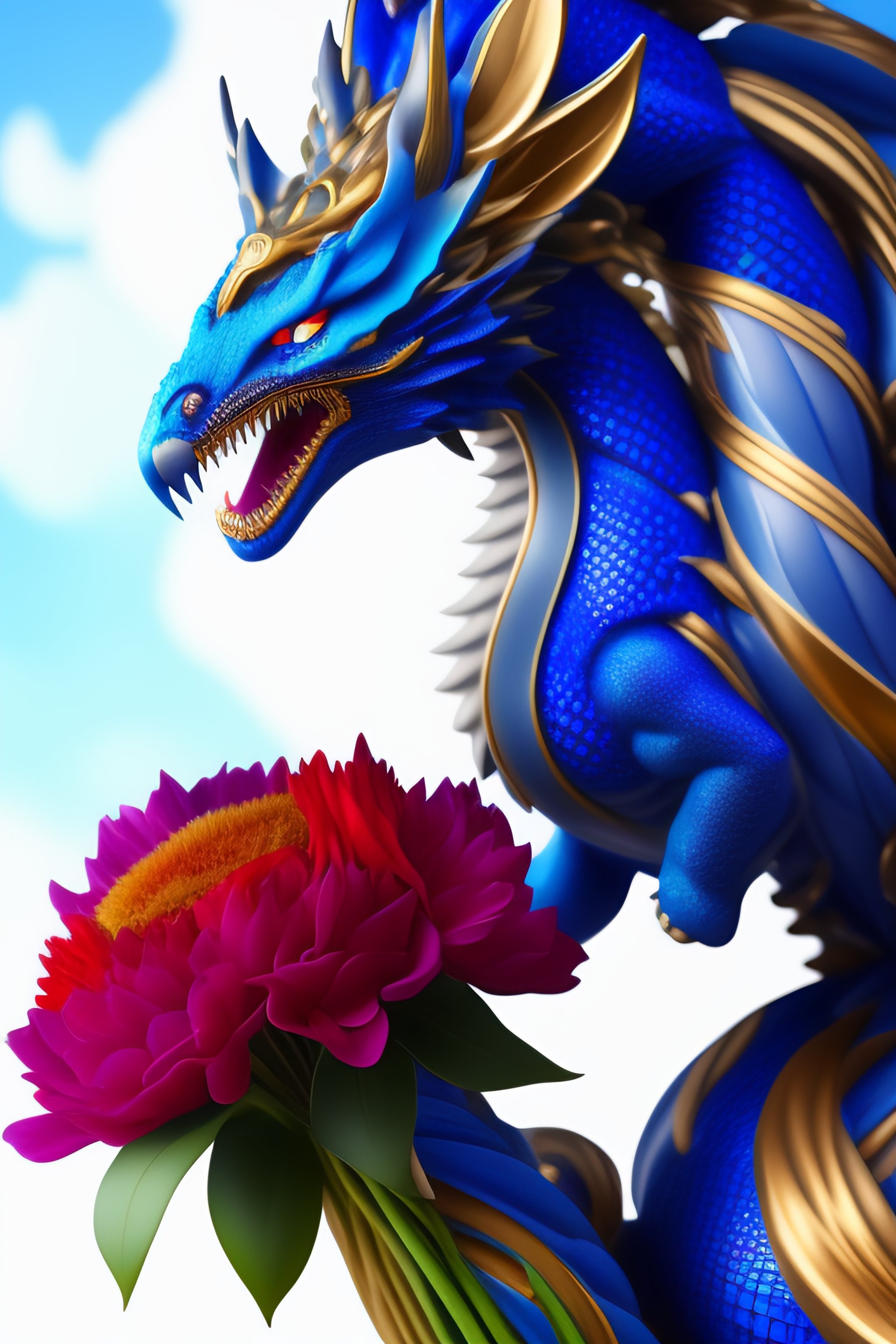 Lexica - /imagine prompt: https://cdn.donmai.us/sample/90/e8/__bouquet_blue_dragon_drawn_by ...