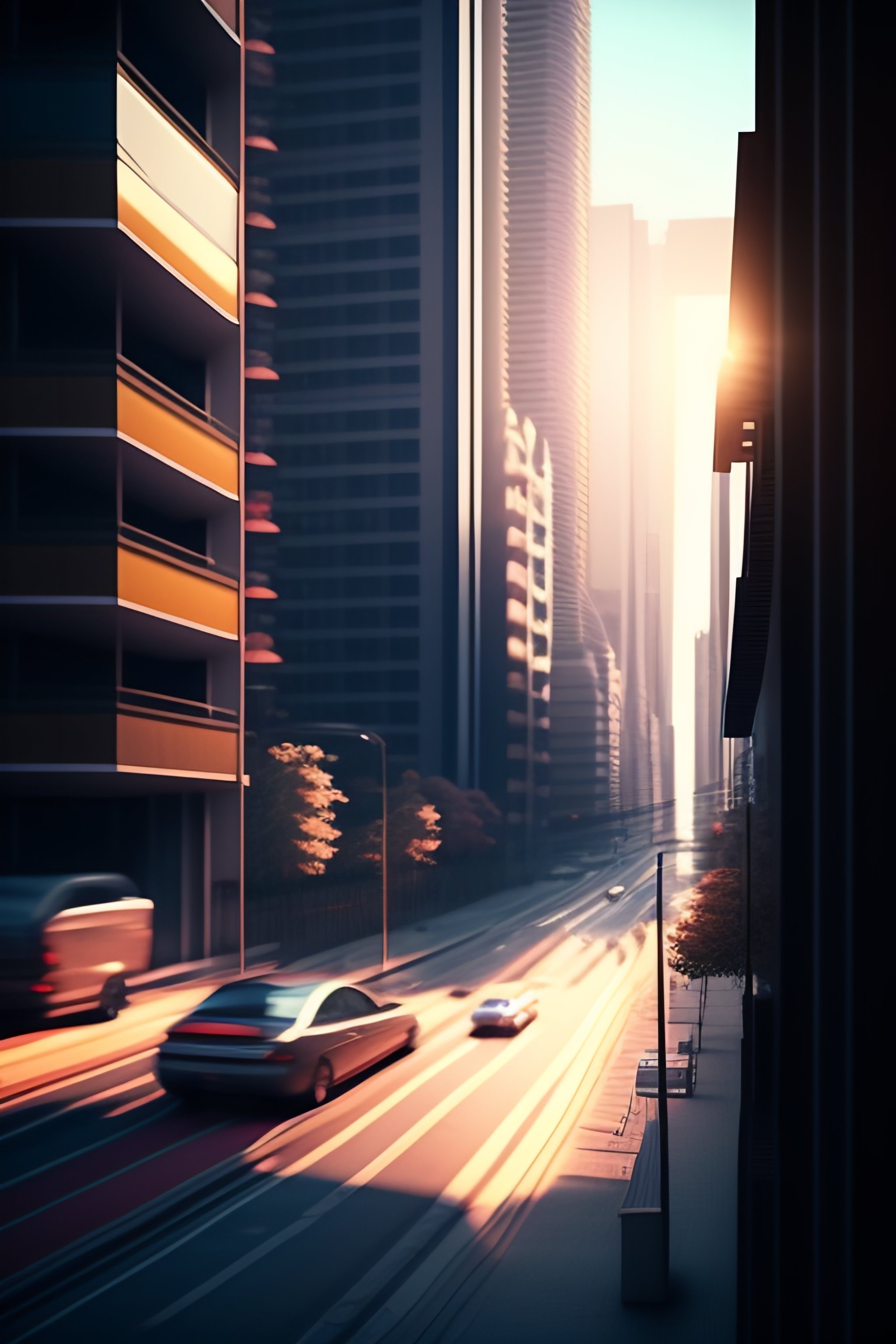 Lexica - A quiet city street looked out upon from the window of an ...